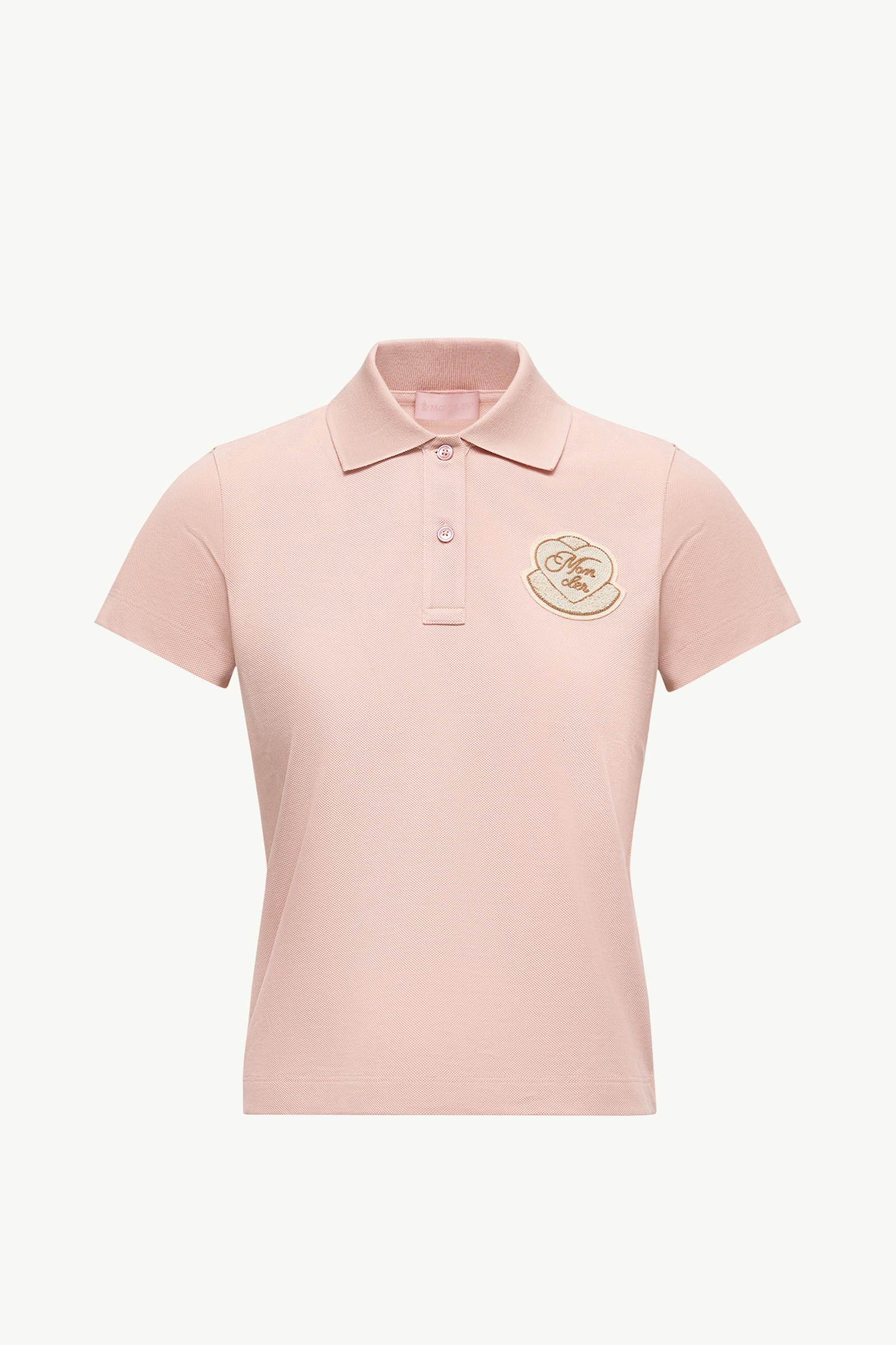 Polo in cotone piquet con patch logato a cuore Rosa Chiaro - Top & T-shirt Donna | Moncler IT