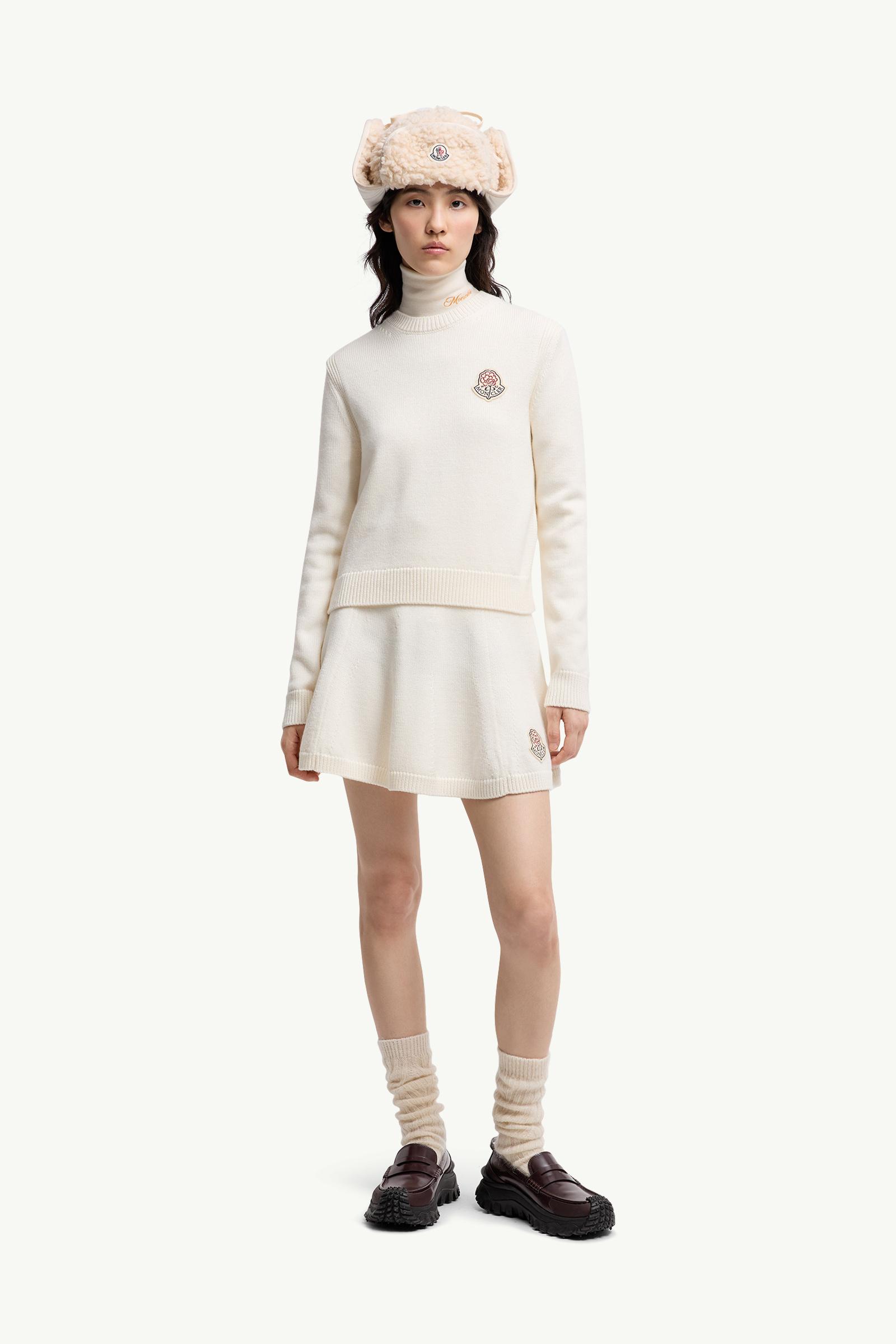White Ivory Crew Neck Tricot - Sweaters & Cardigans for Women | Moncler US