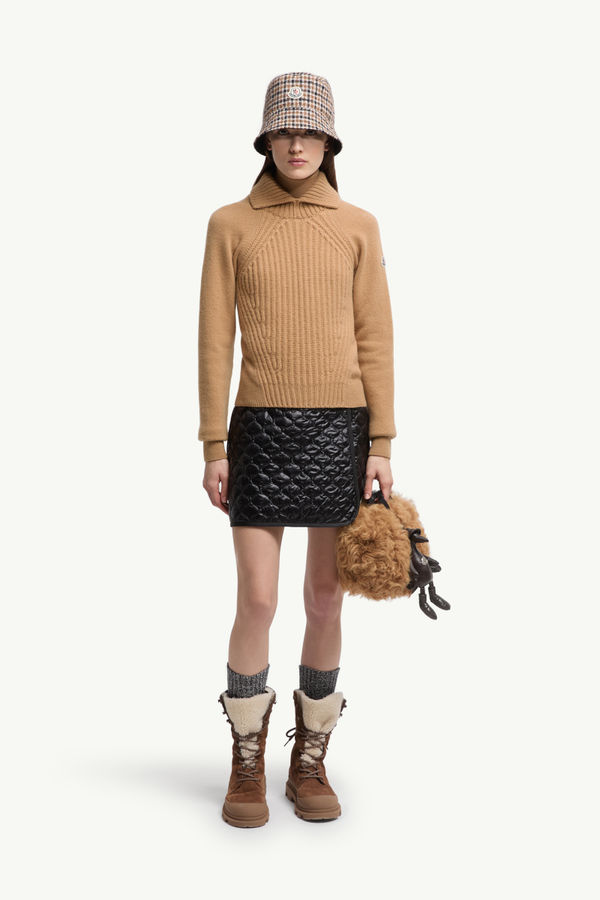 Beige Wool & Cashmere High Collar Sweater - Sweaters & Cardigans for ...