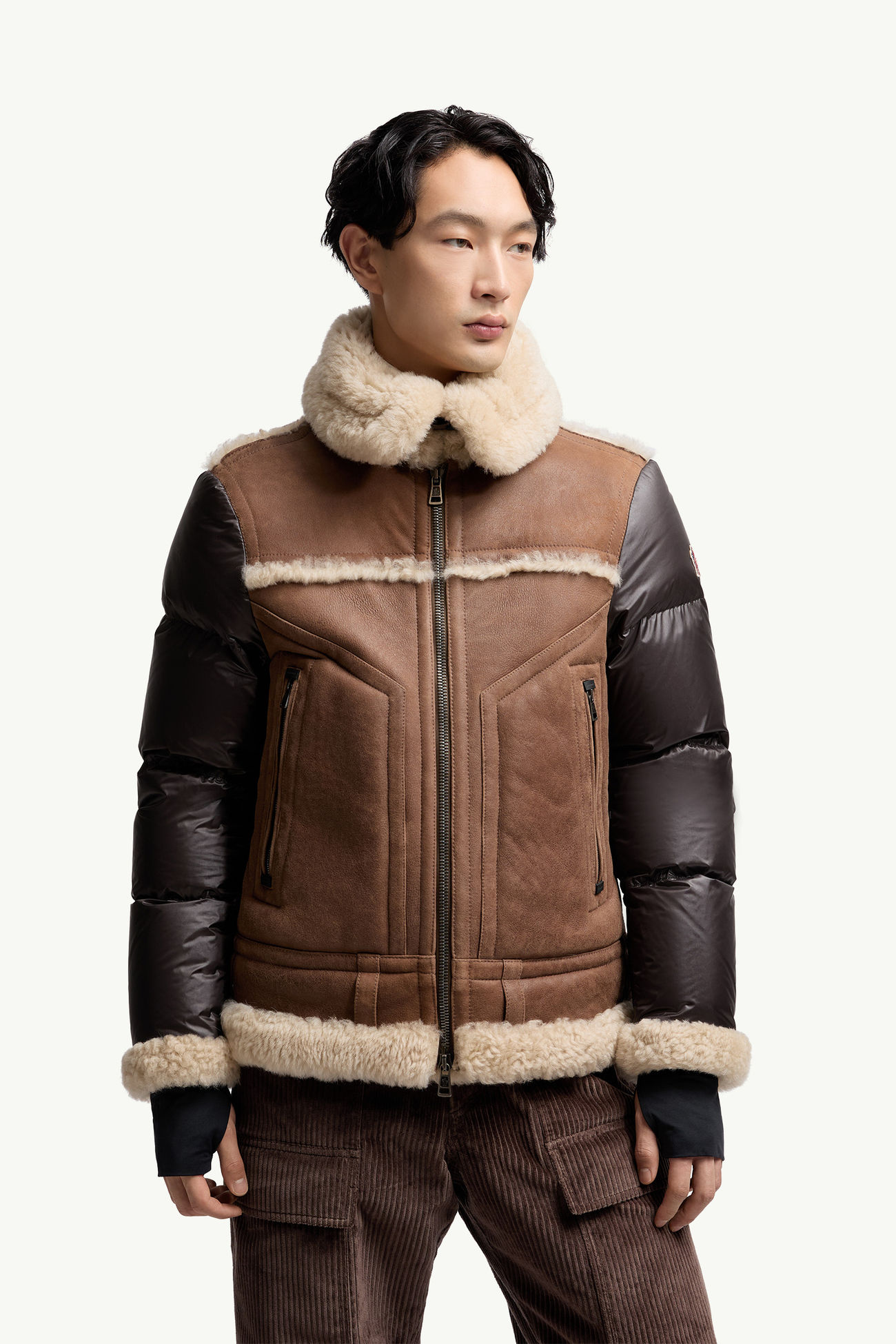啡色 Argens羔羊毛納帕皮革羽絨外套 - 短身羽絨外套 for 男士 | Moncler TW