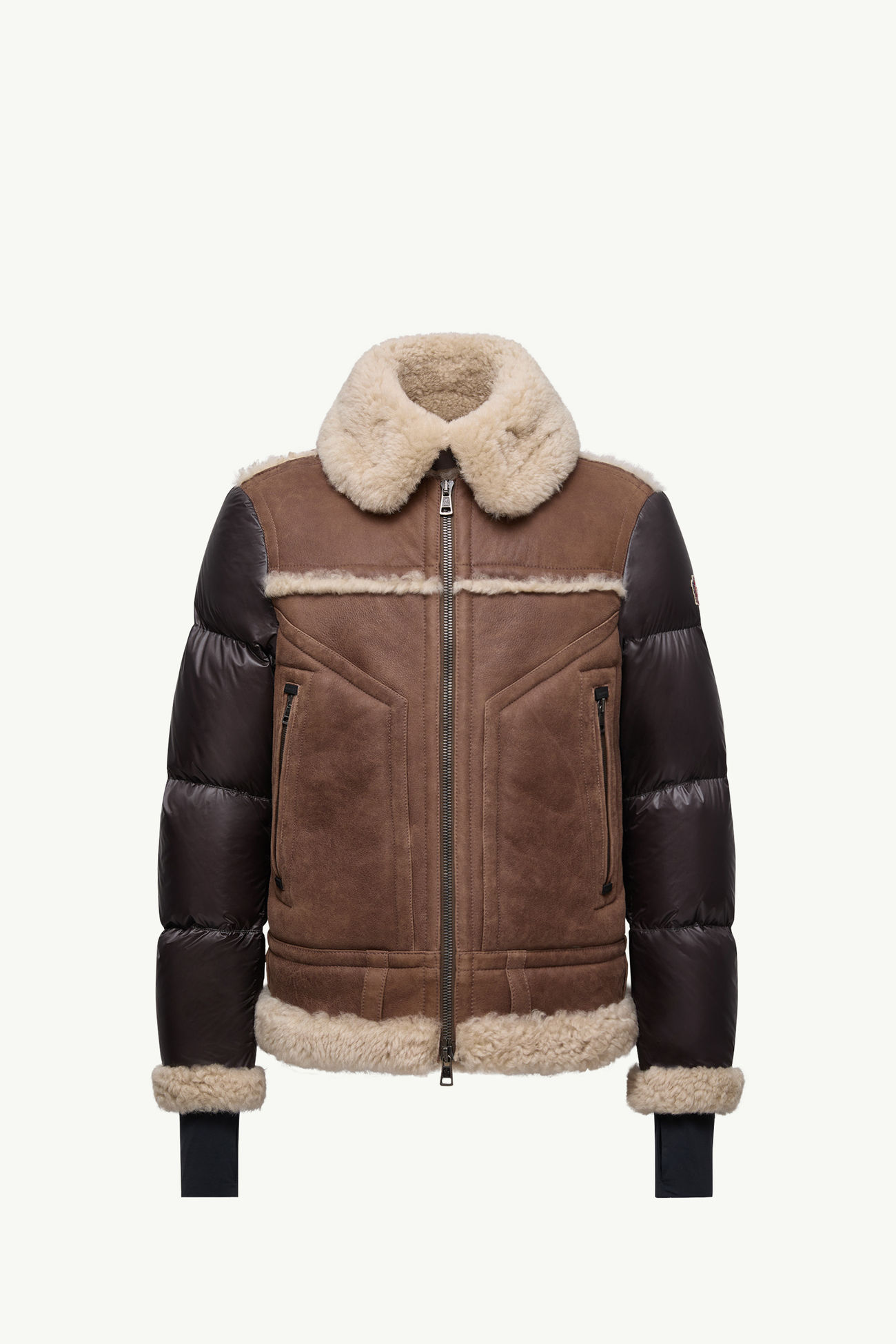 啡色 Argens羔羊毛納帕皮革羽絨外套 - 短身羽絨外套 for 男士 | Moncler TW