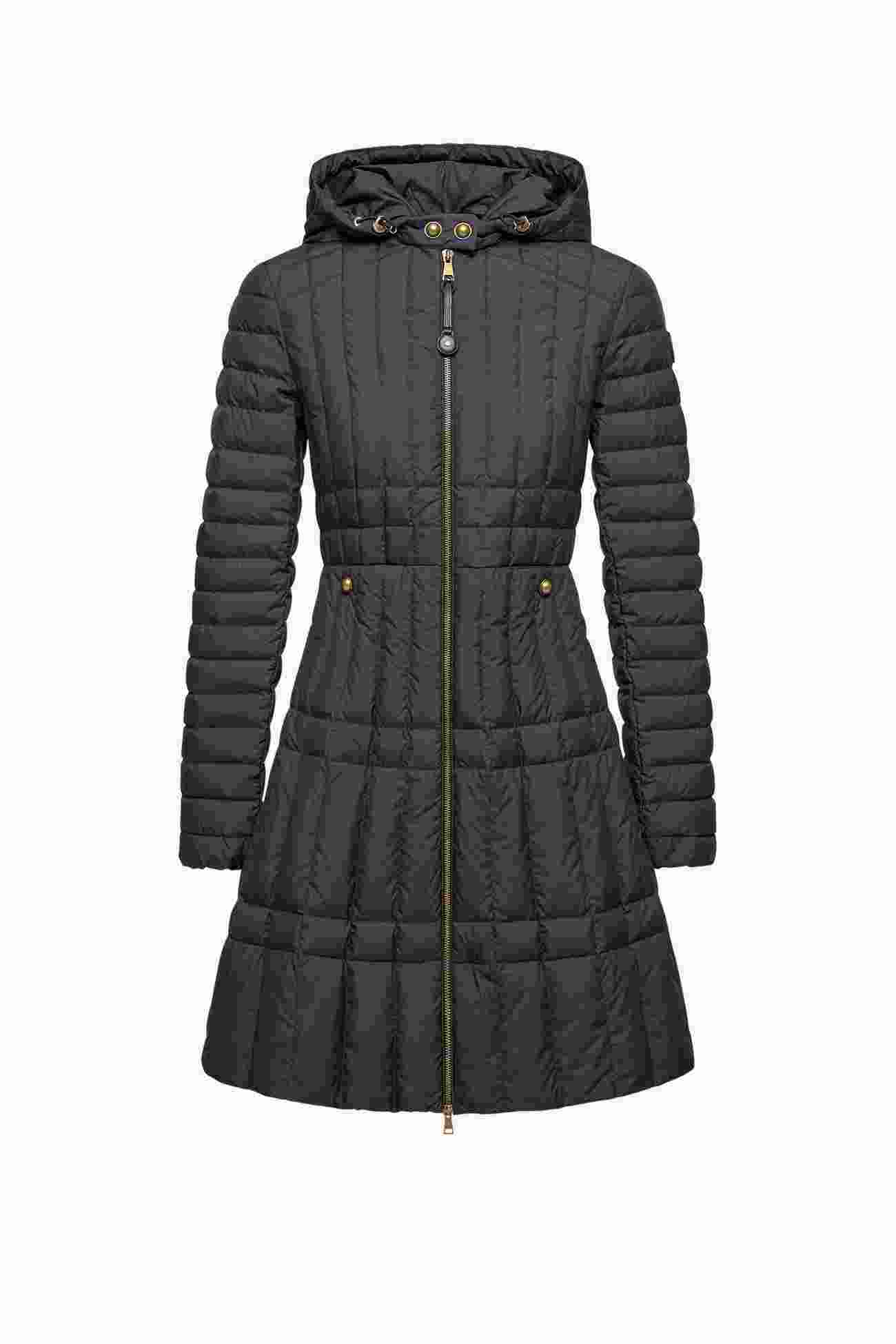 Black Menthelong Vertical-Quilted Hooded Down Jacket - Long Down ...