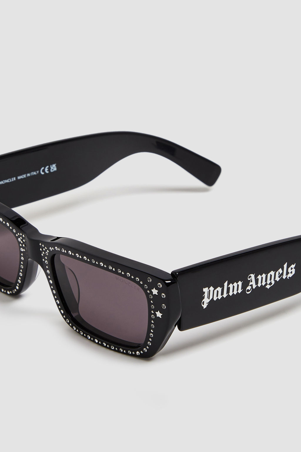 Black Crystal Encrusted Rectangular Sunglasses Sunglasses For Men