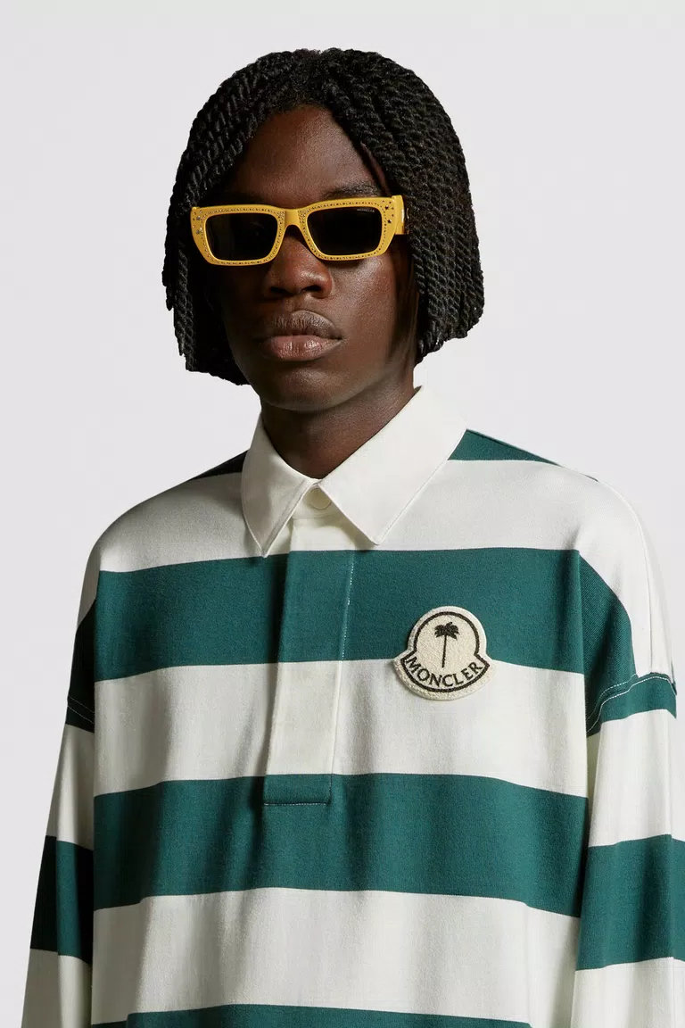 Lemon Yellow Crystal Encrusted Rectangular Sunglasses Moncler X Palm