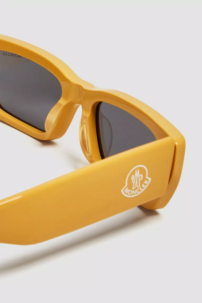 Lemon Yellow Crystal Encrusted Rectangular Sunglasses Moncler X Palm