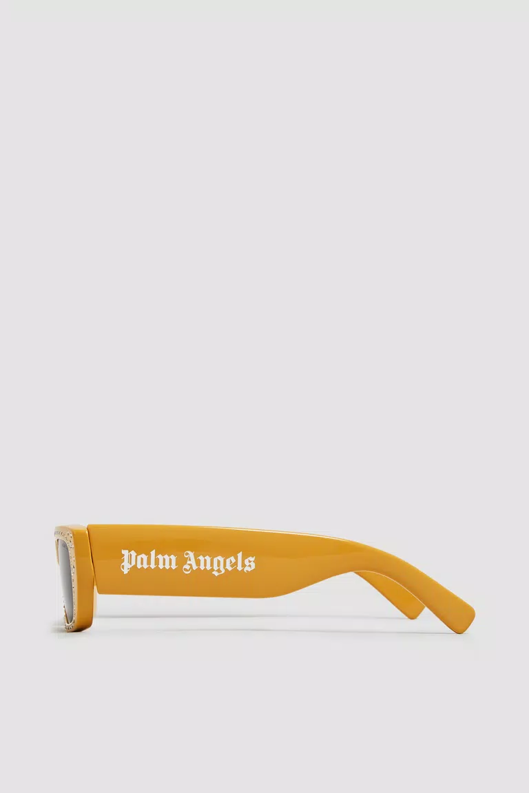 Lemon Yellow Crystal Encrusted Rectangular Sunglasses Moncler X Palm