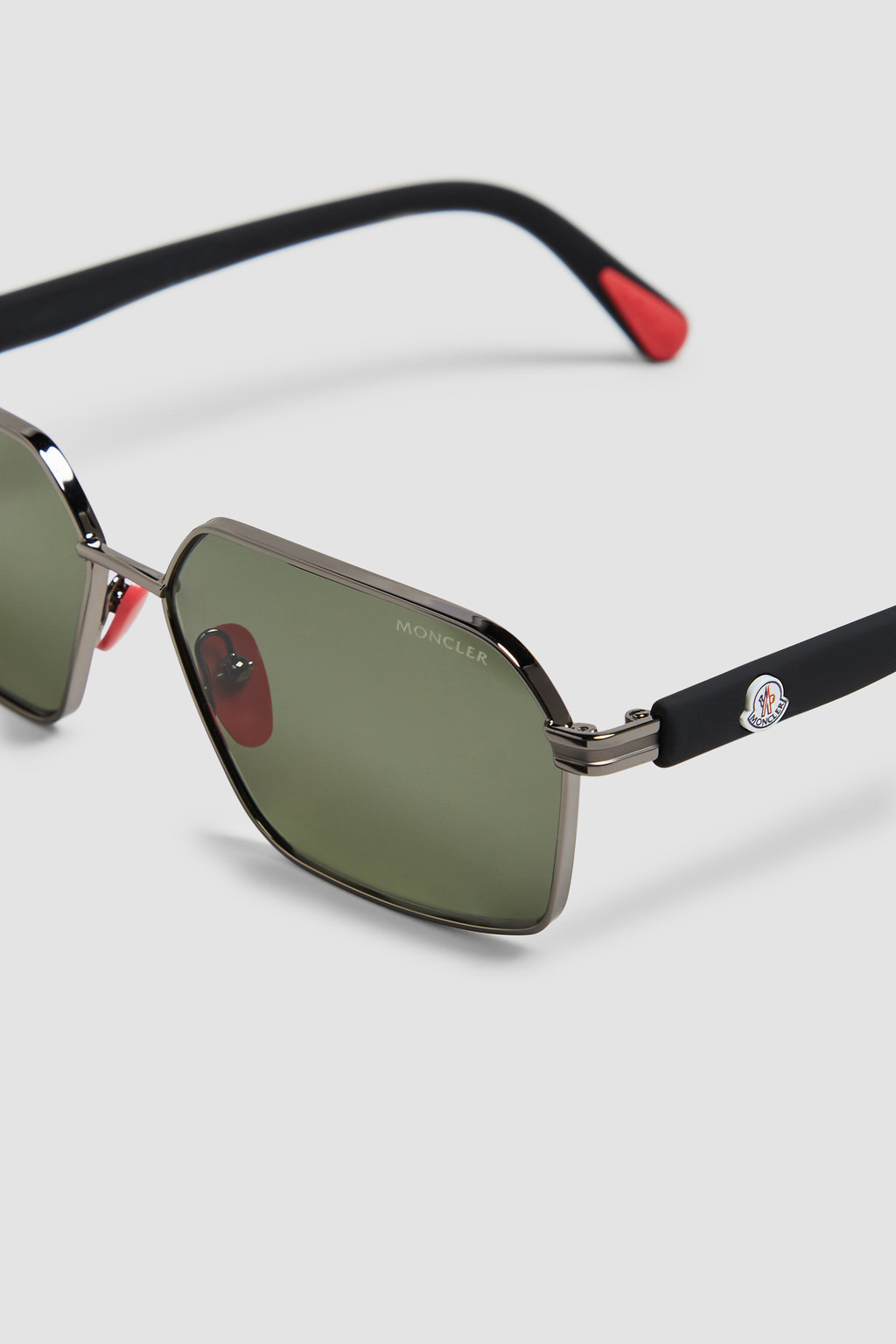 Shiny Black & Bright Red Montage Rectangular Sunglasses - Sunglasses ...