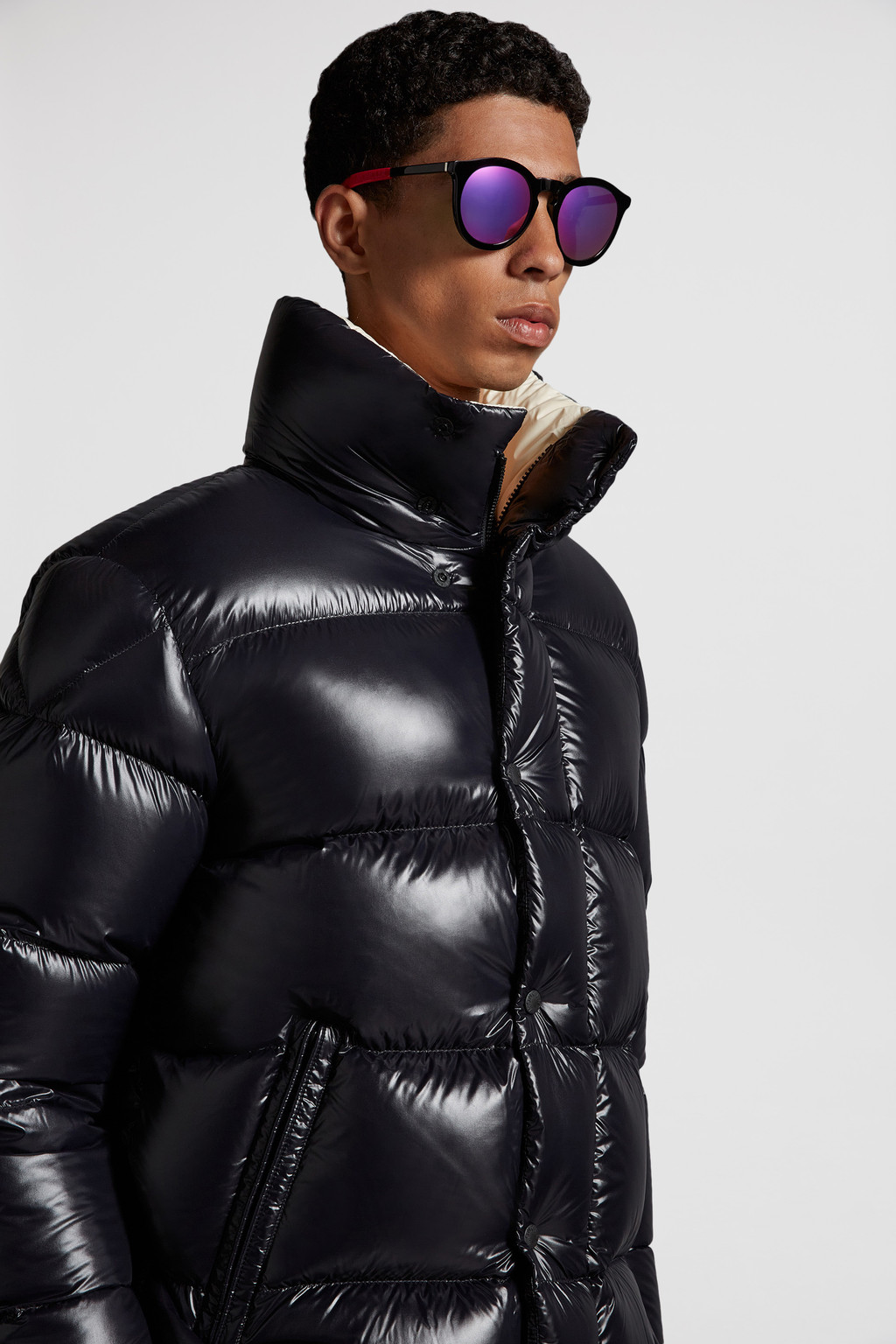 Shiny Black Odeonn Round Sunglasses - Sunglasses for Men | Moncler FR