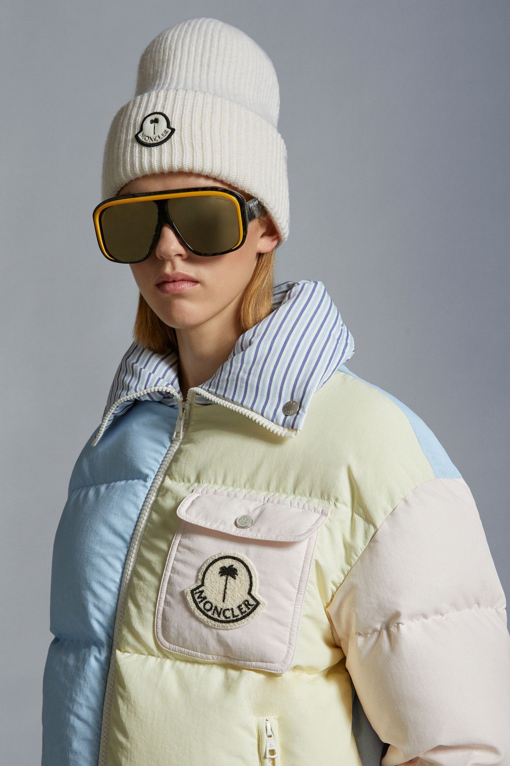 Light Beige Shield Sunglasses - Moncler x Palm Angels for Genius ...