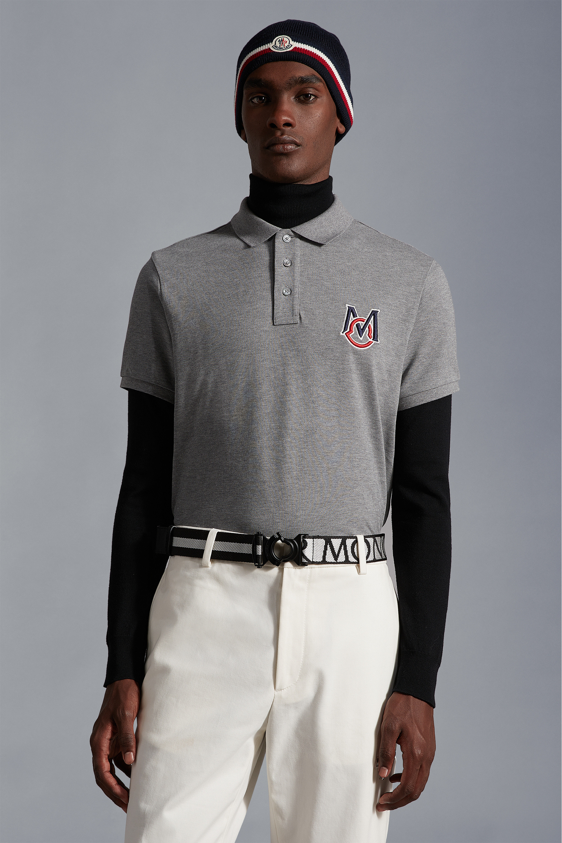 Gray Monogram Polo Shirt - Polos & T-shirts for Men | Moncler PL