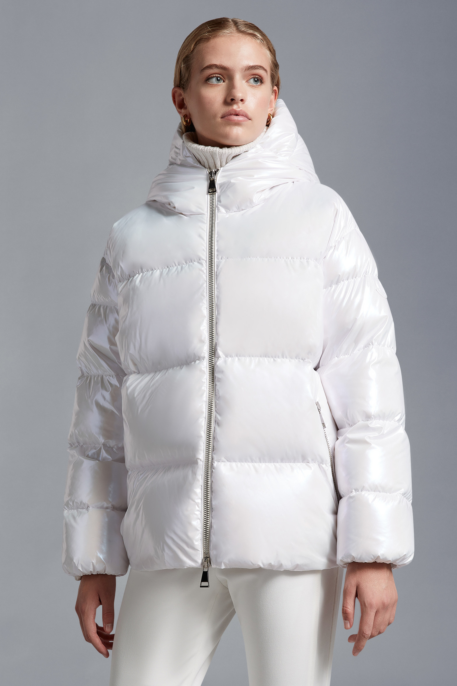 Iridescent White Frasne Short Down Jacket - Short Down Jackets for ...