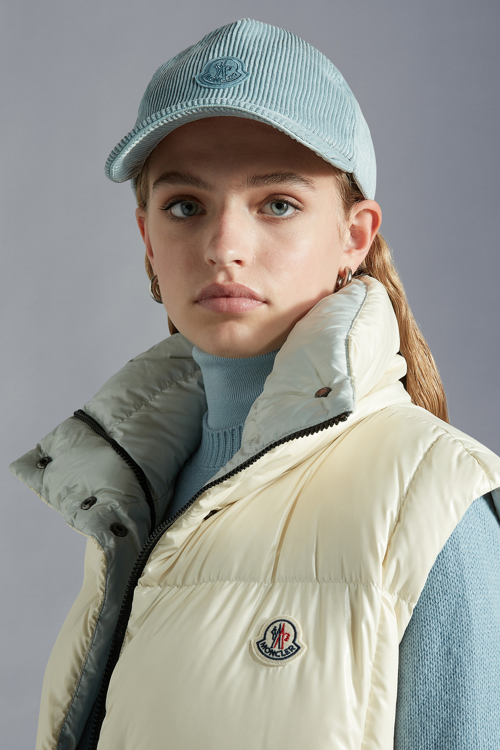 Ice Blue Logo Corduroy Baseball Cap - Hats & Beanies for Women | Moncler GB