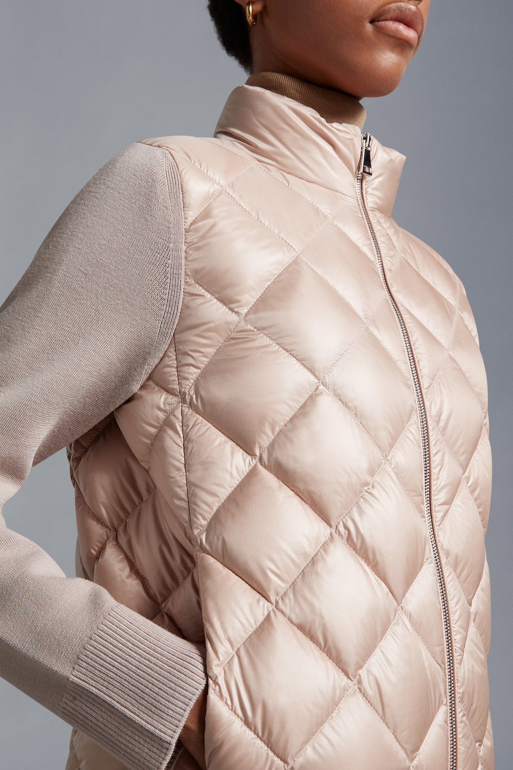 Light Pink Padded Wool Cardigan - Sweaters & Cardigans for Women ...