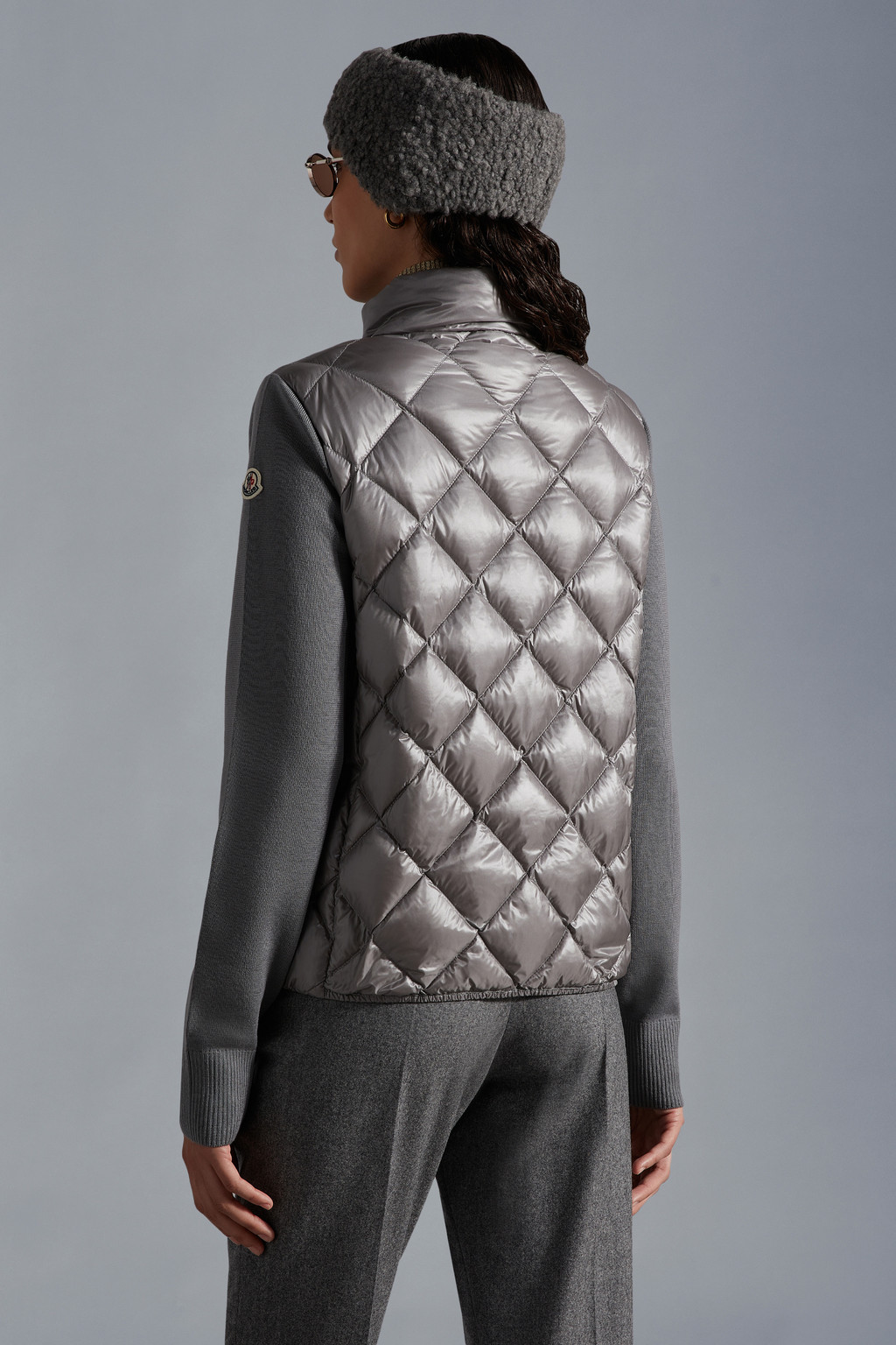 Grey Padded Wool Cardigan - Sweaters & Cardigans for Women | Moncler US