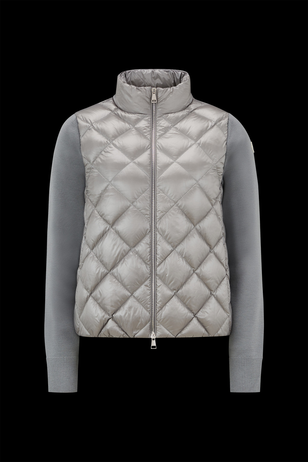 Grey Padded Wool Cardigan - Sweaters & Cardigans for Women | Moncler US