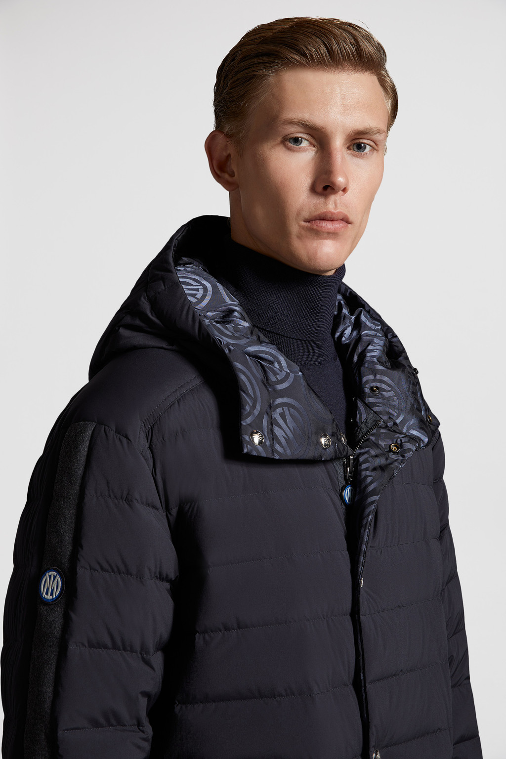 Inter x Moncler Lange Daunenjacke Navyblau - Lange Daunenjacken für ...