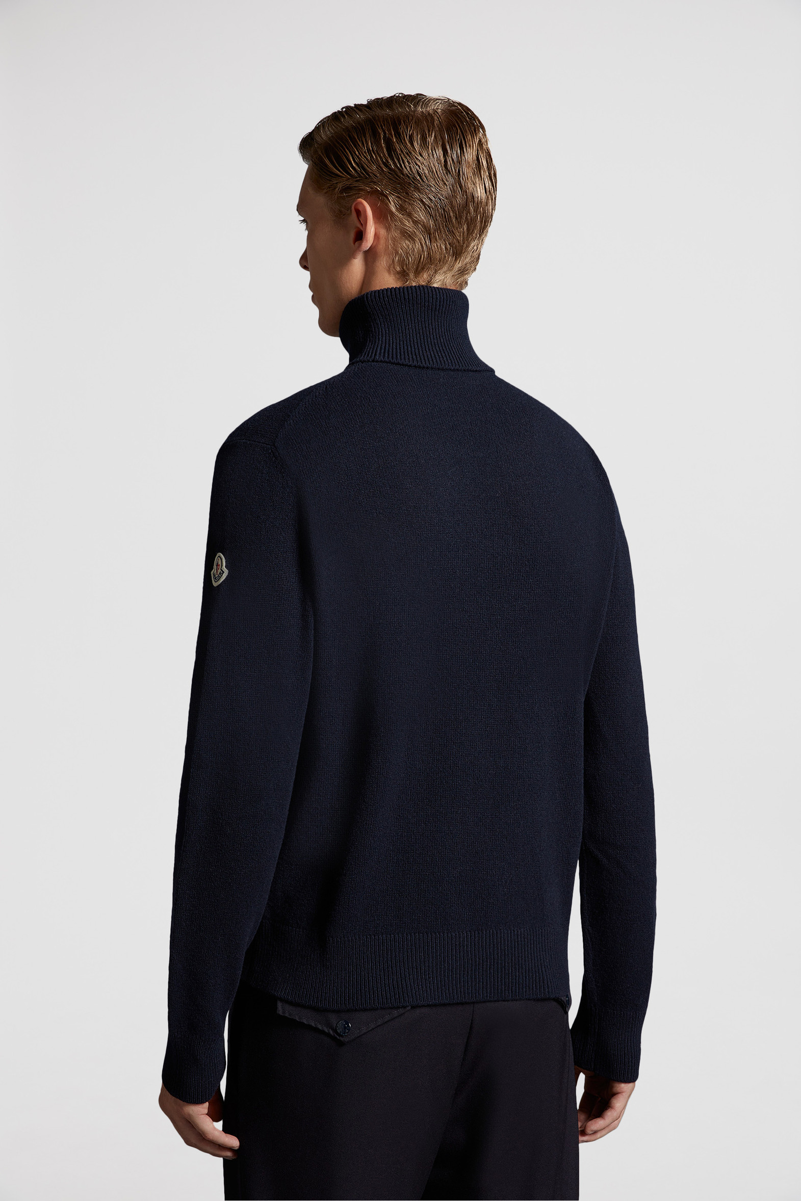 Navy Blue & Gray Inter x Moncler Polo Neck Jumper - Sweaters ...