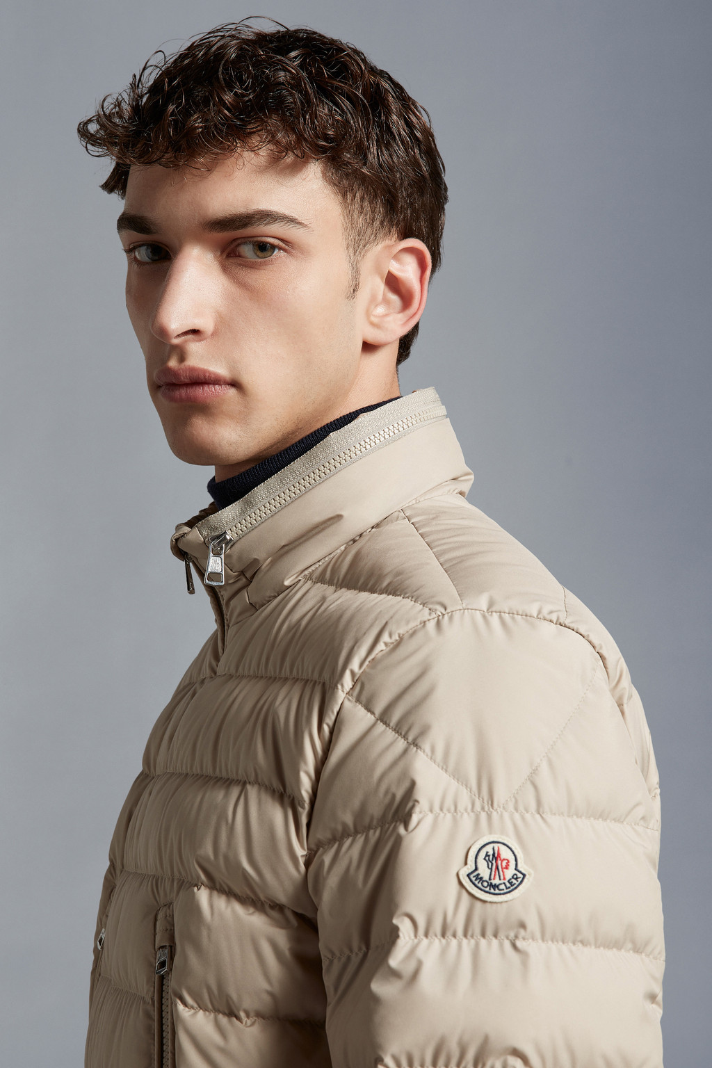 Light Beige Alfit Short Down Jacket - Short Down Jackets for Men ...