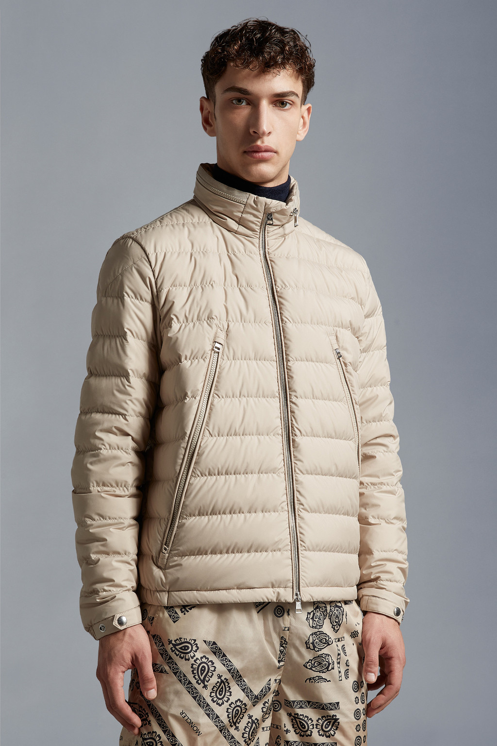 Light Beige Alfit Short Down Jacket - Short Down Jackets for Men ...