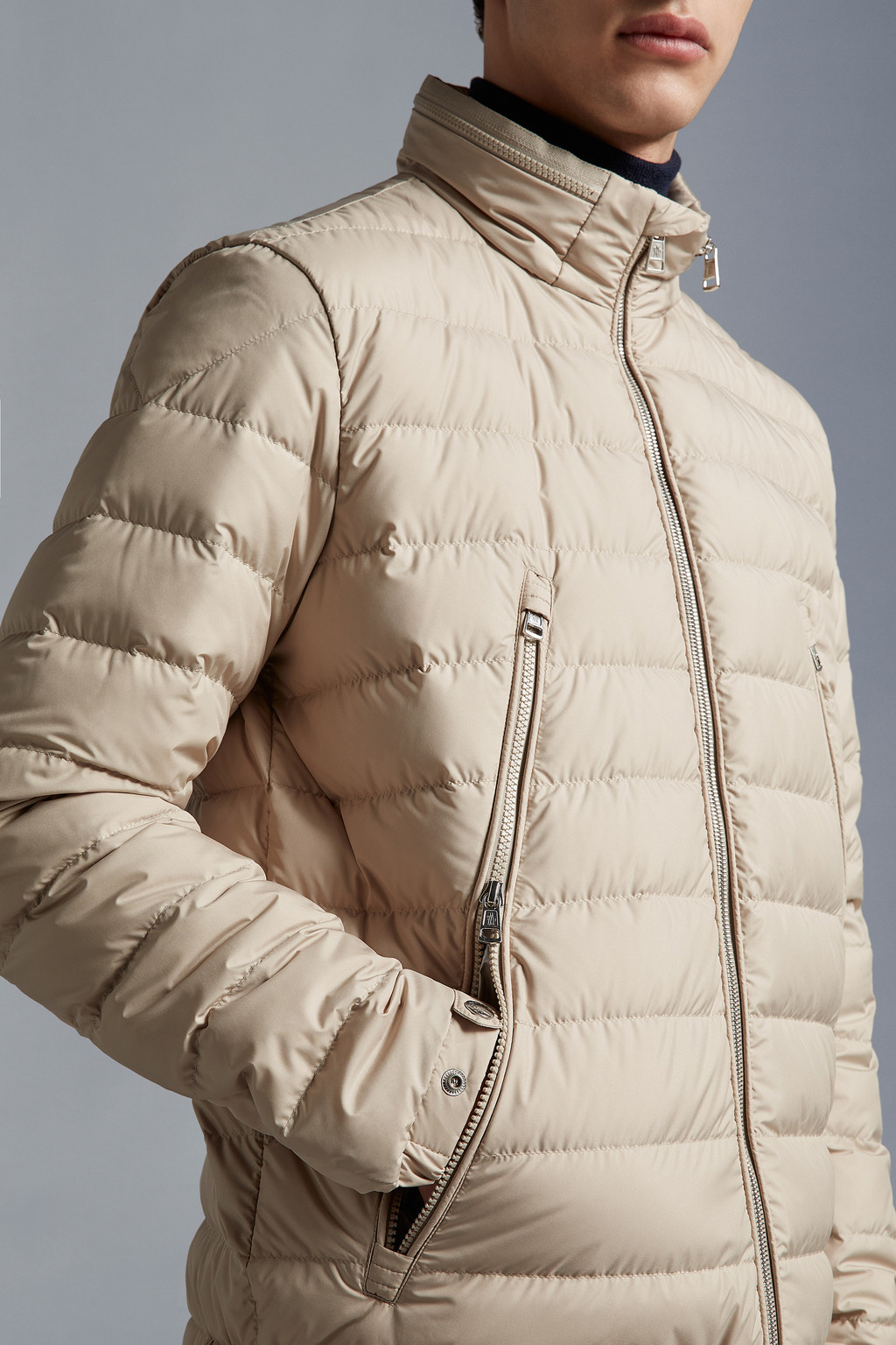 Light Beige Alfit Short Down Jacket - Short Down Jackets for Men ...
