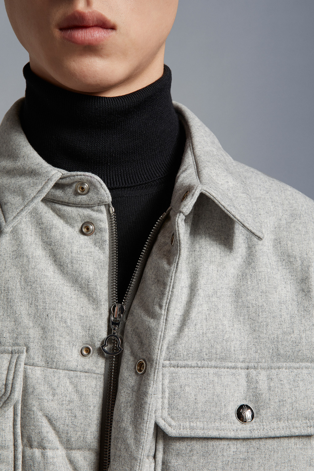 Gray Mirmandix Down Shacket - Short Down Jackets for Men | Moncler DK