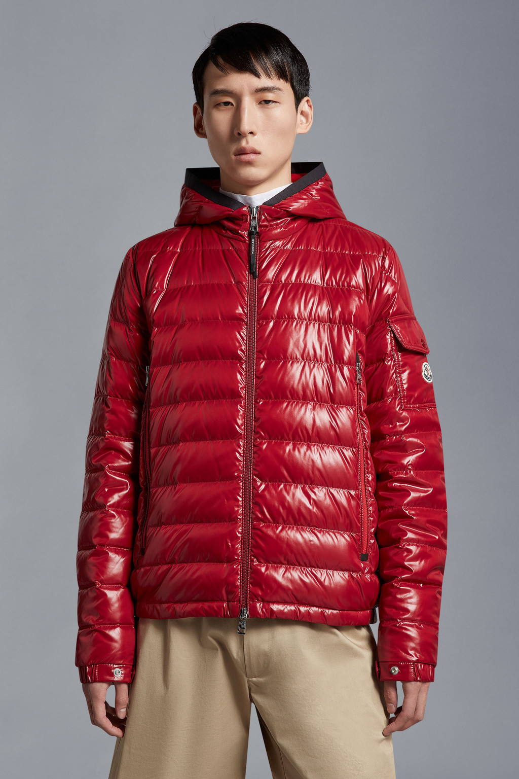 Dark Red Galion Short Down Jacket - Short Down Jackets for Men | Moncler SI