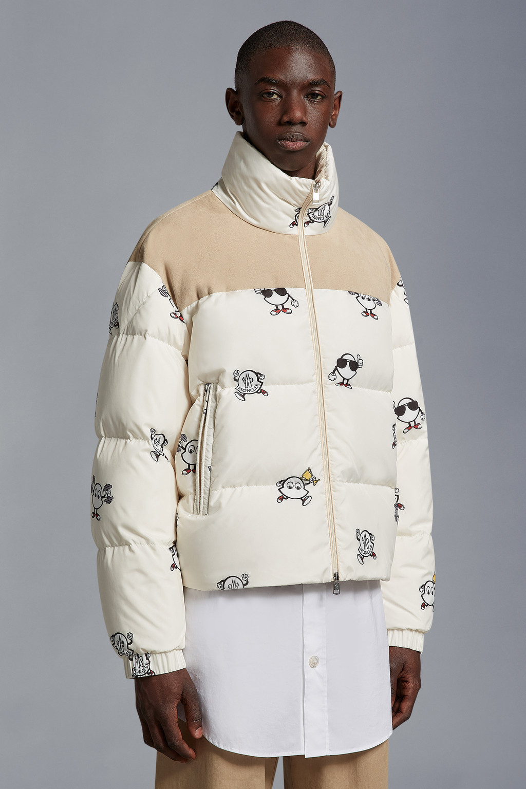 White & Pink Helvetios Short Down Jacket - Short Down Jackets for Men ...