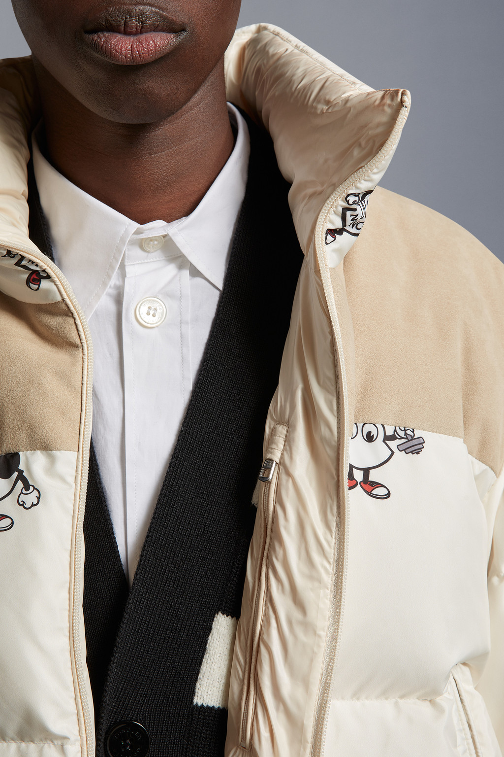 White & Pink Helvetios Short Down Jacket - Short Down Jackets for Men ...
