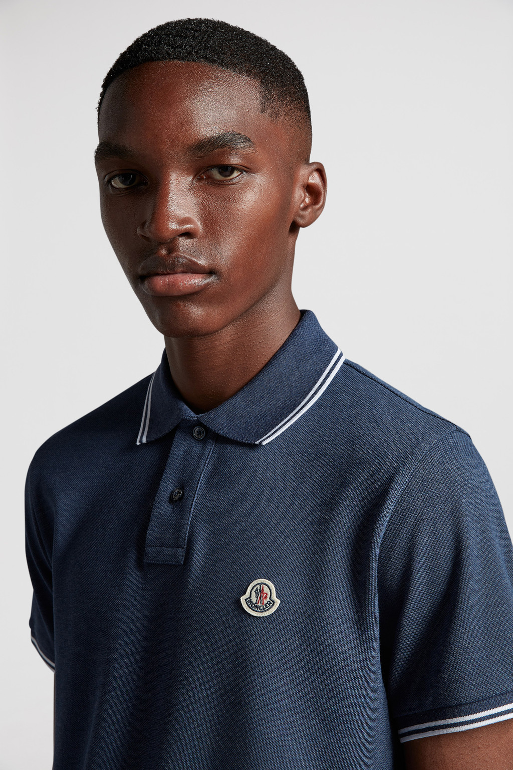 Dark Indigo Blue Logo Patch Polo Shirt - Polos & T-shirts for Men ...