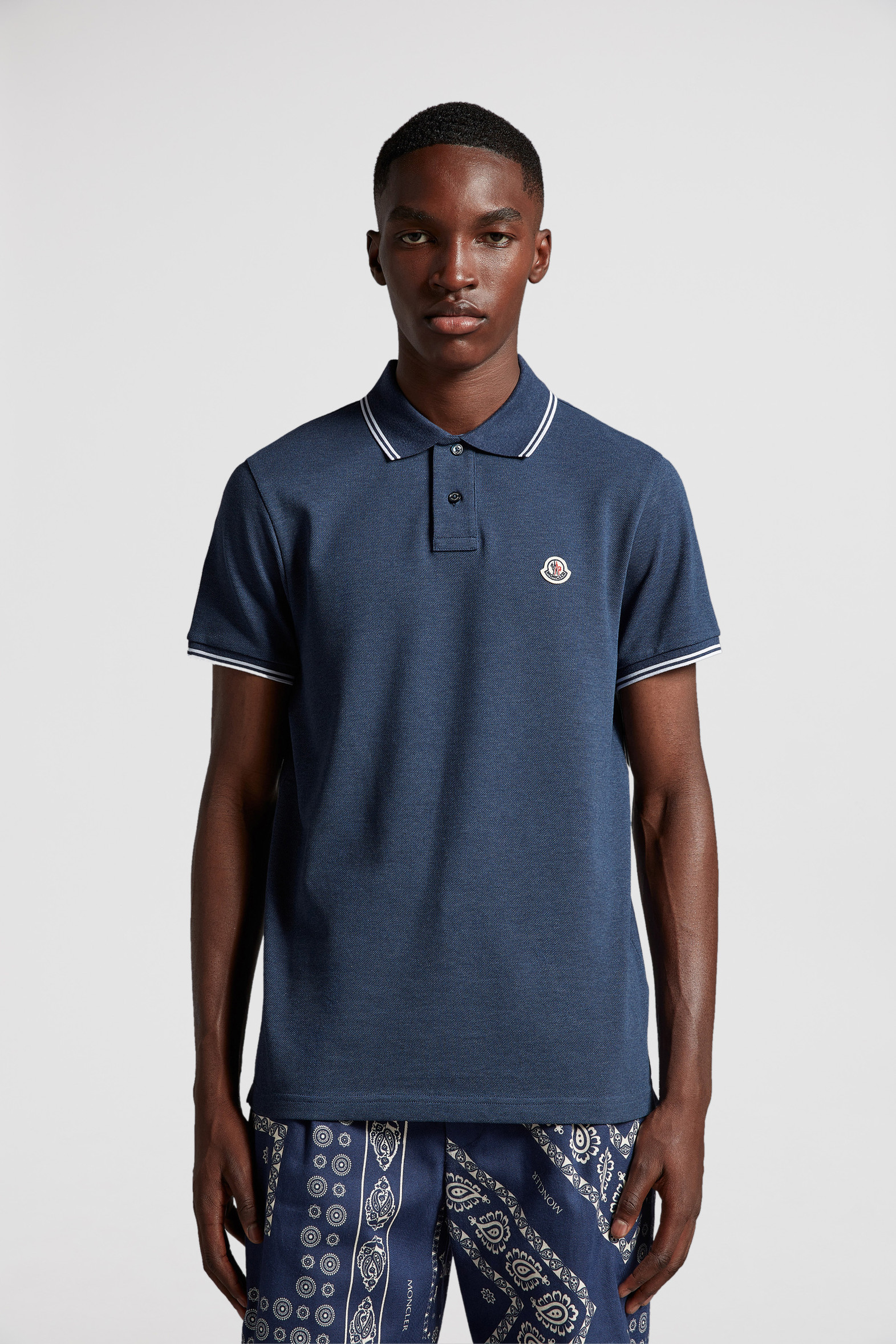 Dark Indigo Blue Logo Patch Polo Shirt - Polos & T-shirts for Men ...
