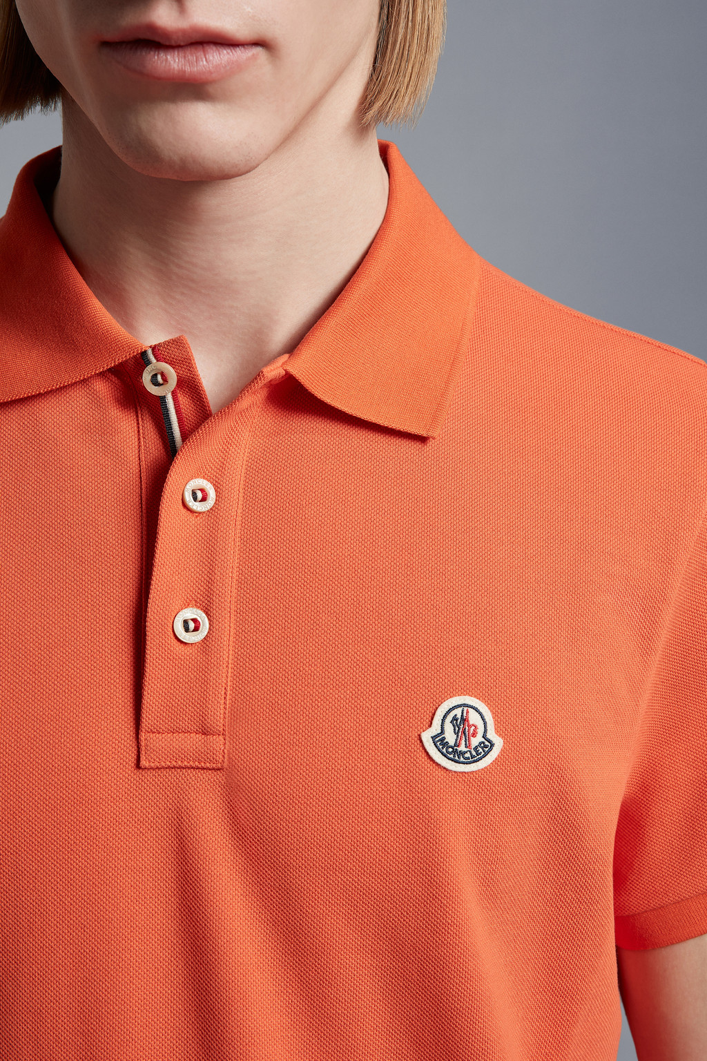 Orange Logo Patch Polo Shirt - Polos & T-shirts for Men | Moncler SG