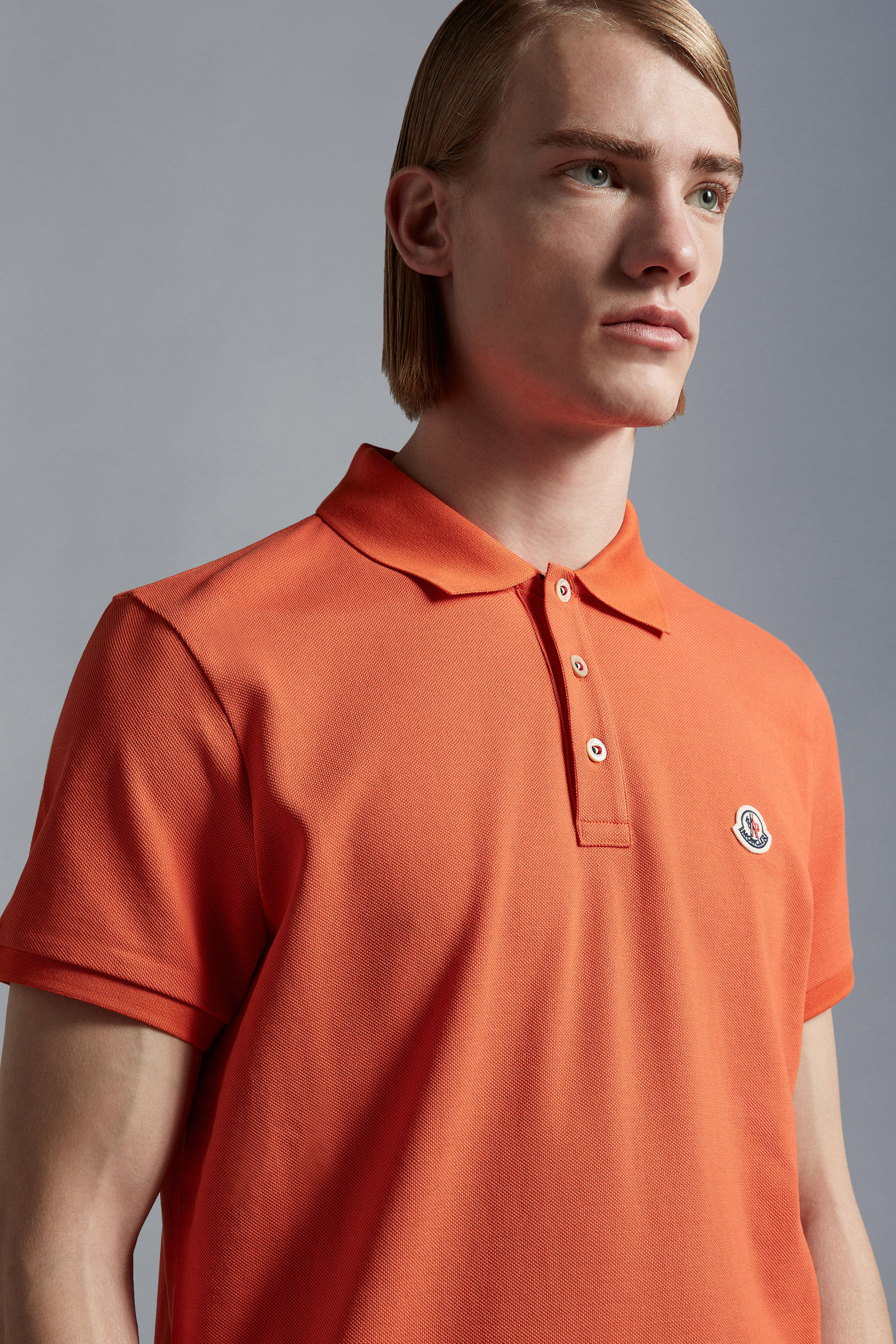 Orange Logo Patch Polo Shirt - Polos & T-shirts for Men | Moncler SG