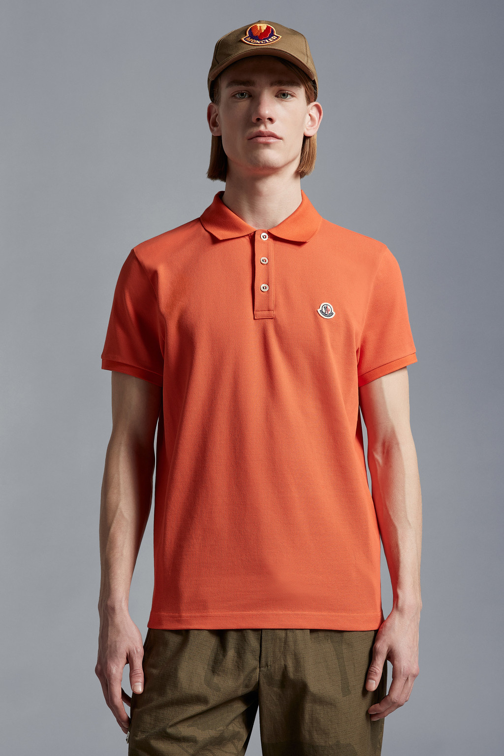 Orange Logo Patch Polo Shirt - Polos & T-shirts for Men | Moncler SG