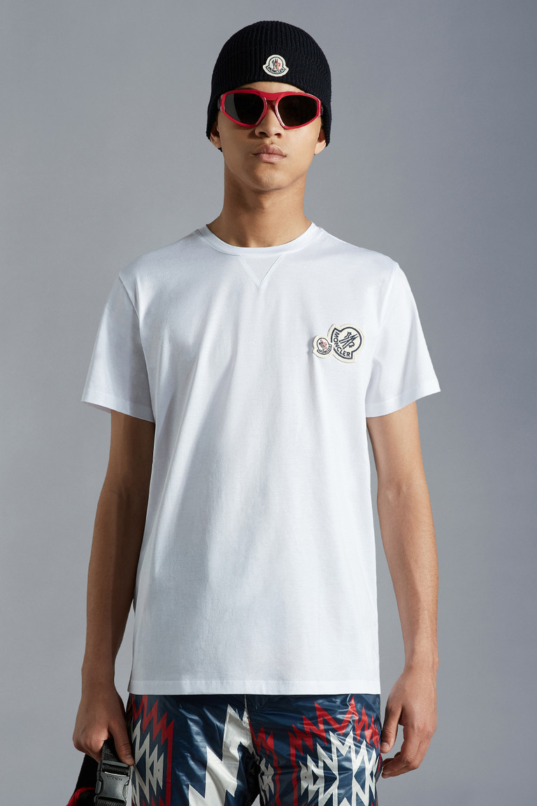 Optical White Double Logo T-Shirt - Polos & T-shirts for Men | Moncler HK