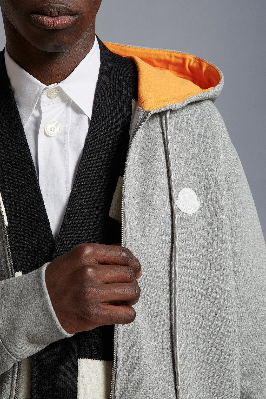 Gray Logo Zip-Up Hoodie - Sweatshirts for Men | Moncler NL