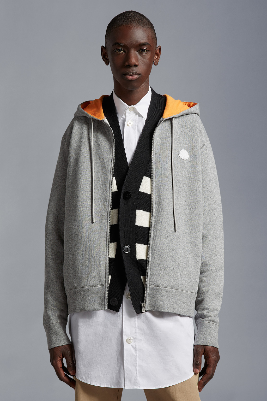 Gray Logo Zip-Up Hoodie - Sweatshirts for Men | Moncler NL