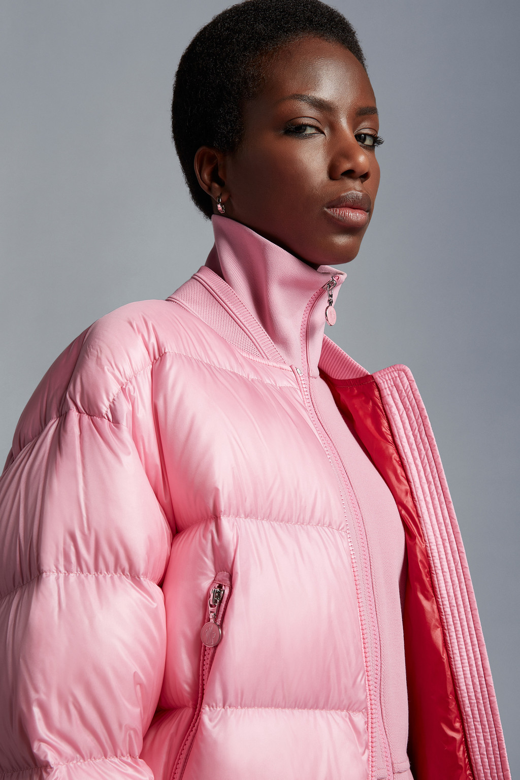 Rose Pink Merlat Down Bomber Jacket - Short Down Jackets for Women ...