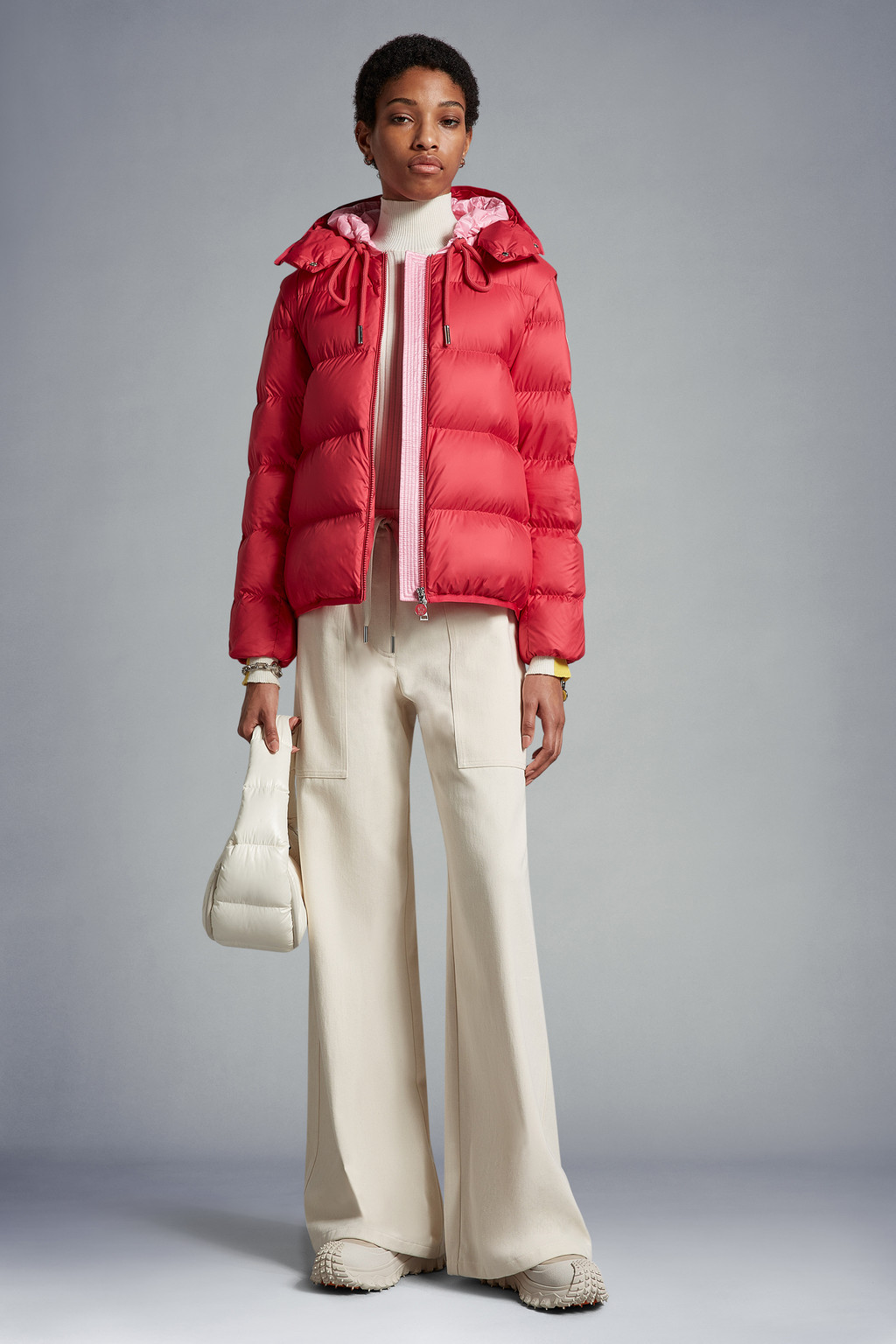 Cherry Pink Dronieres Short Down Jacket - Short Down Jackets for Women ...