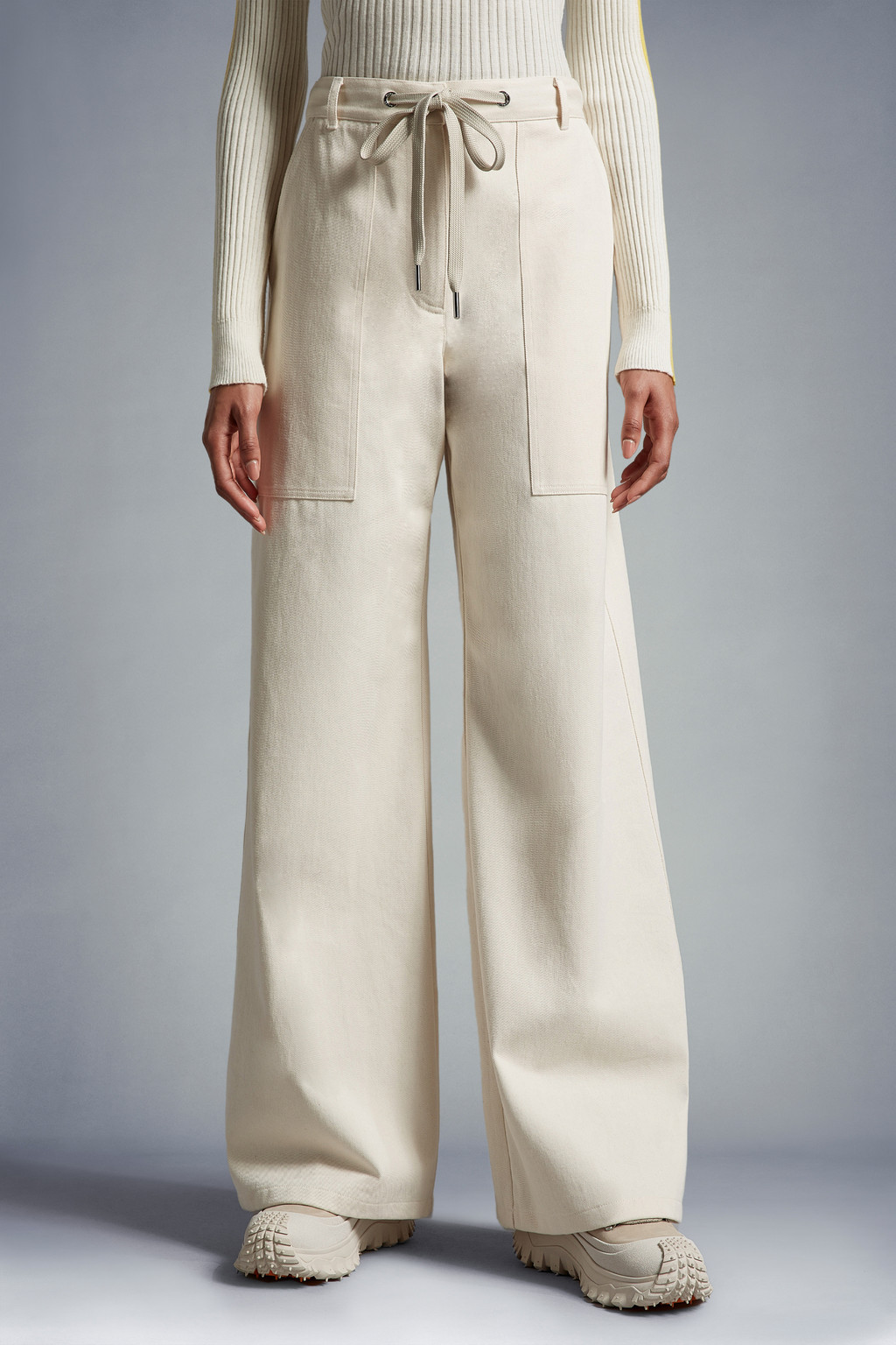 Pantalon en coton Blanc Ivoire - Pantalons & shorts Femme | Moncler FR