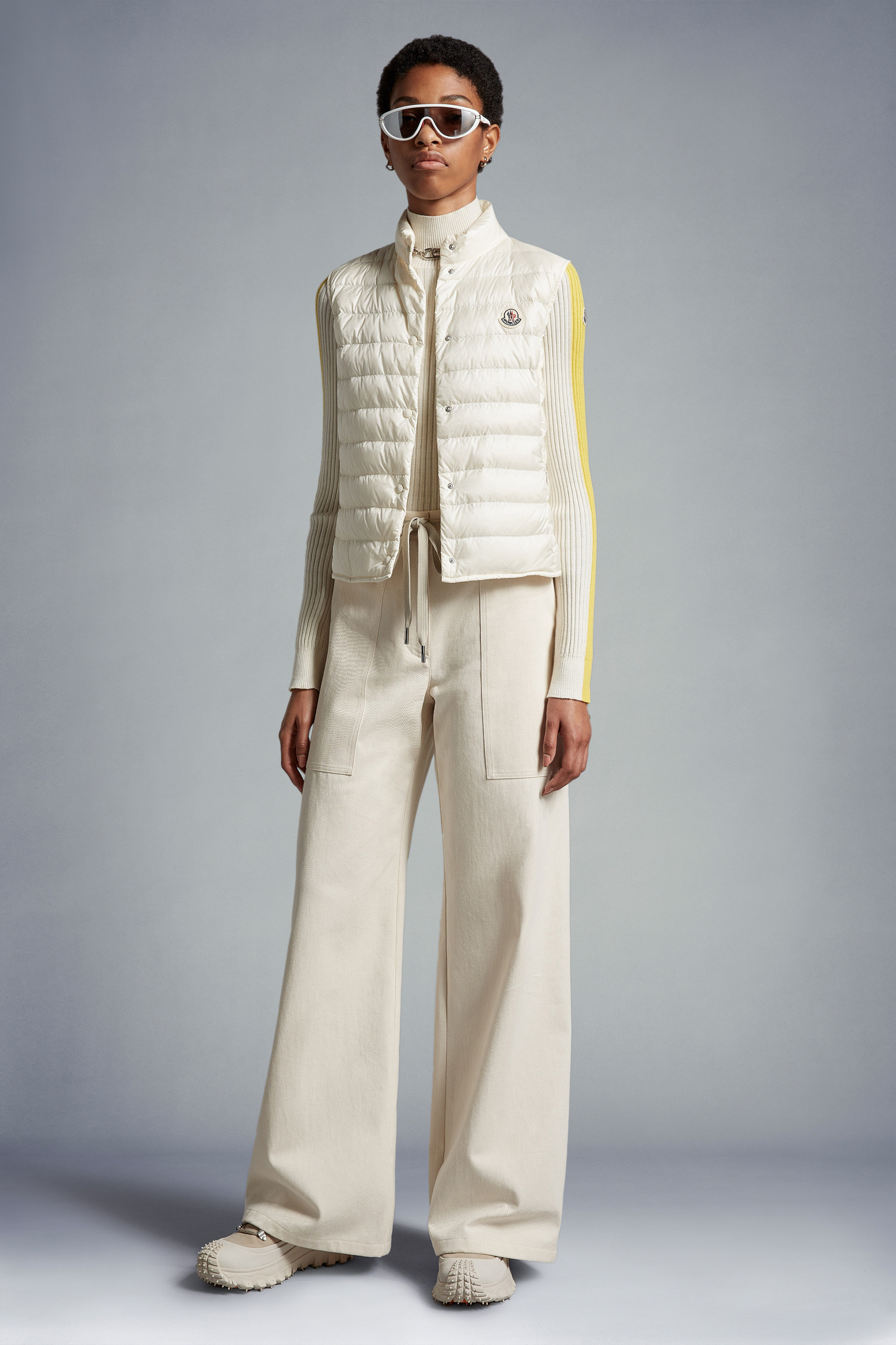 Pantalon en coton Blanc Ivoire - Pantalons & shorts Femme | Moncler FR