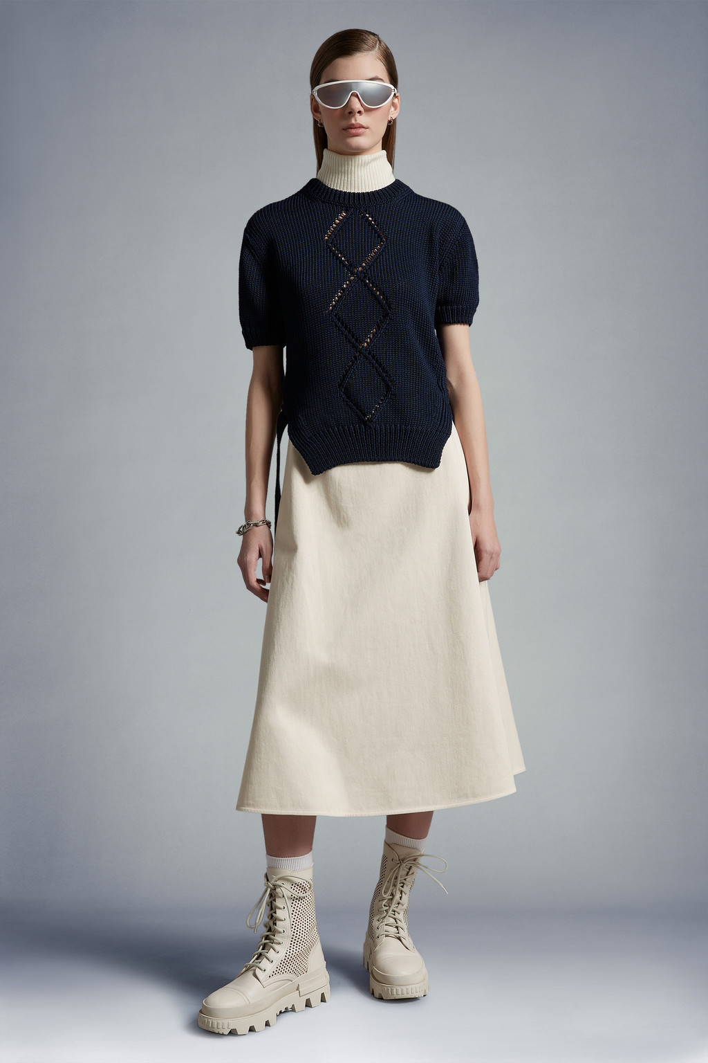 White Ivory Cotton Midi Skirt - Skirts for Women | Moncler CA