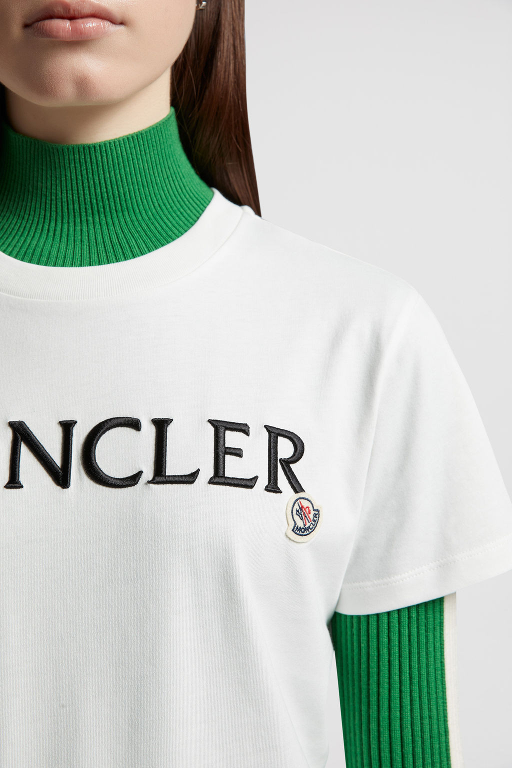 Off White Embroidered Logo T-Shirt - Tops & T-shirts for Women | Moncler US