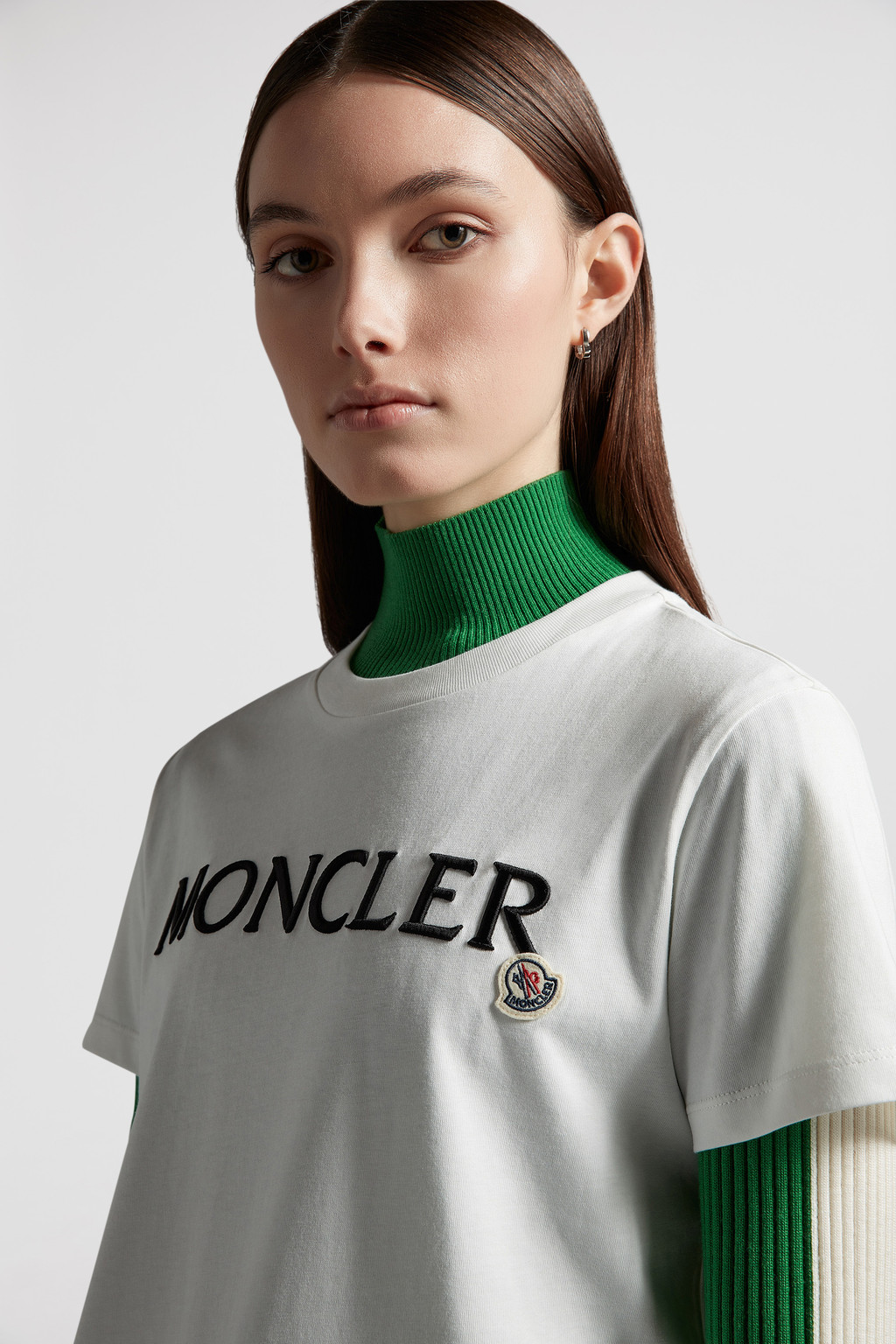Off White Embroidered Logo T-Shirt - Tops & T-shirts for Women | Moncler US