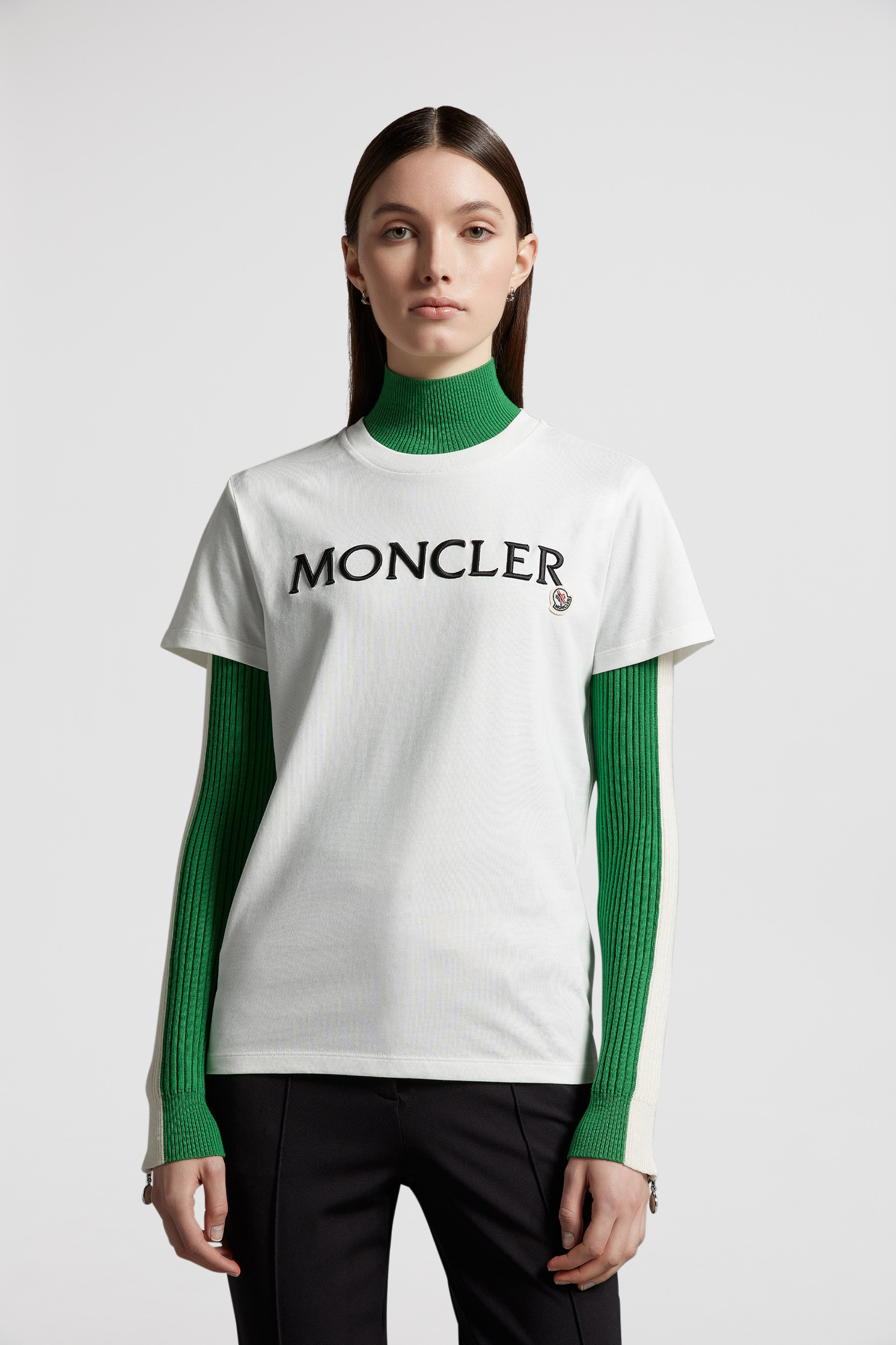 Off White Embroidered Logo T-Shirt - Tops & T-shirts for Women | Moncler US