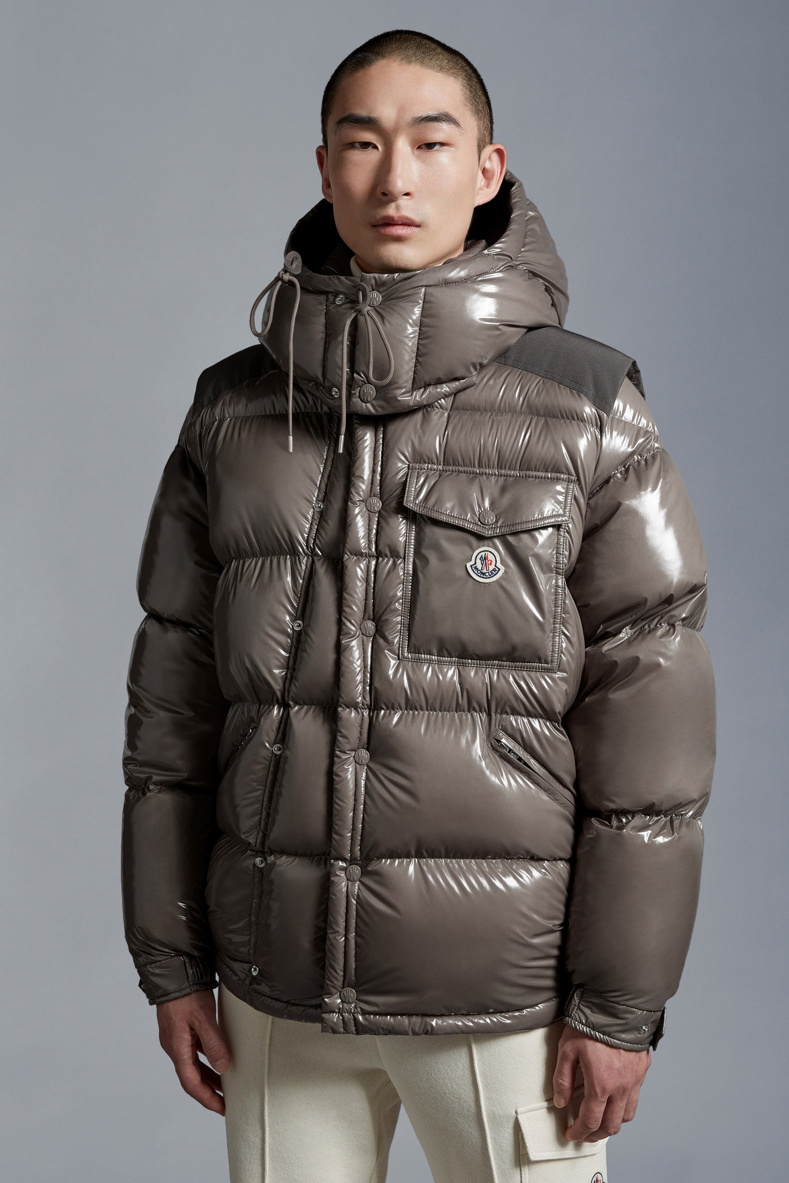 Gray Moncler Karakorum Short Down Jacket Men - Short Down Jackets for Men | Moncler BE