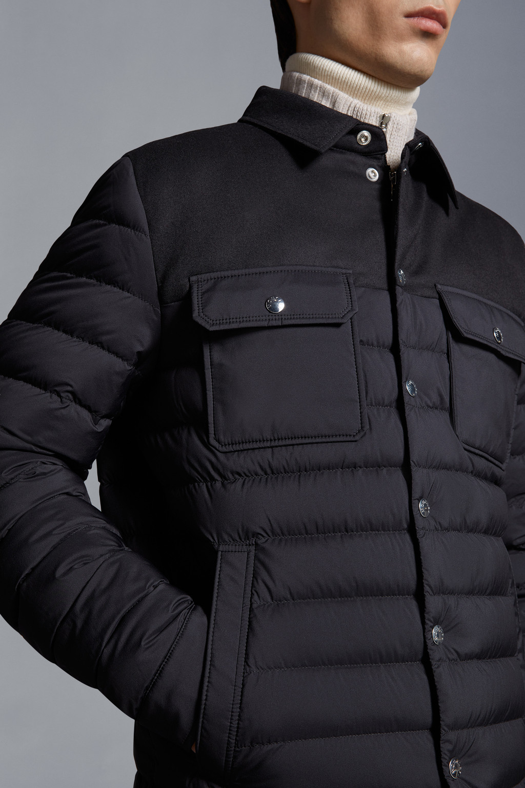 Black Fauscoum Down Shacket - Coats & Jackets for Men | Moncler HK