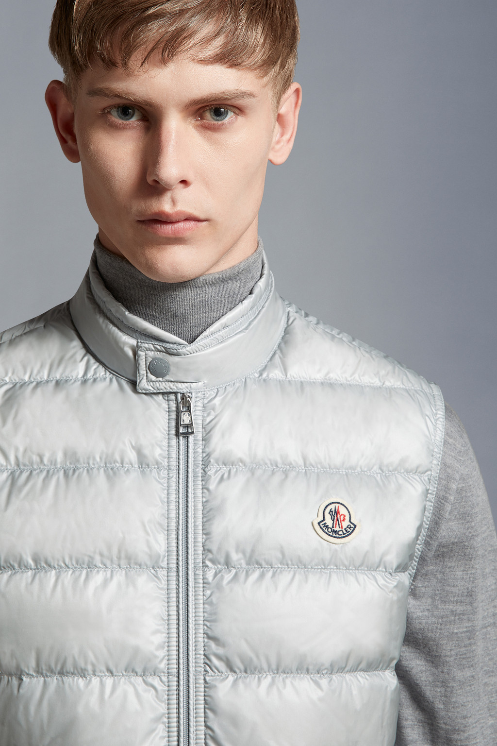 Light Gray Gui Down Gilet - Vests for Men | Moncler IT