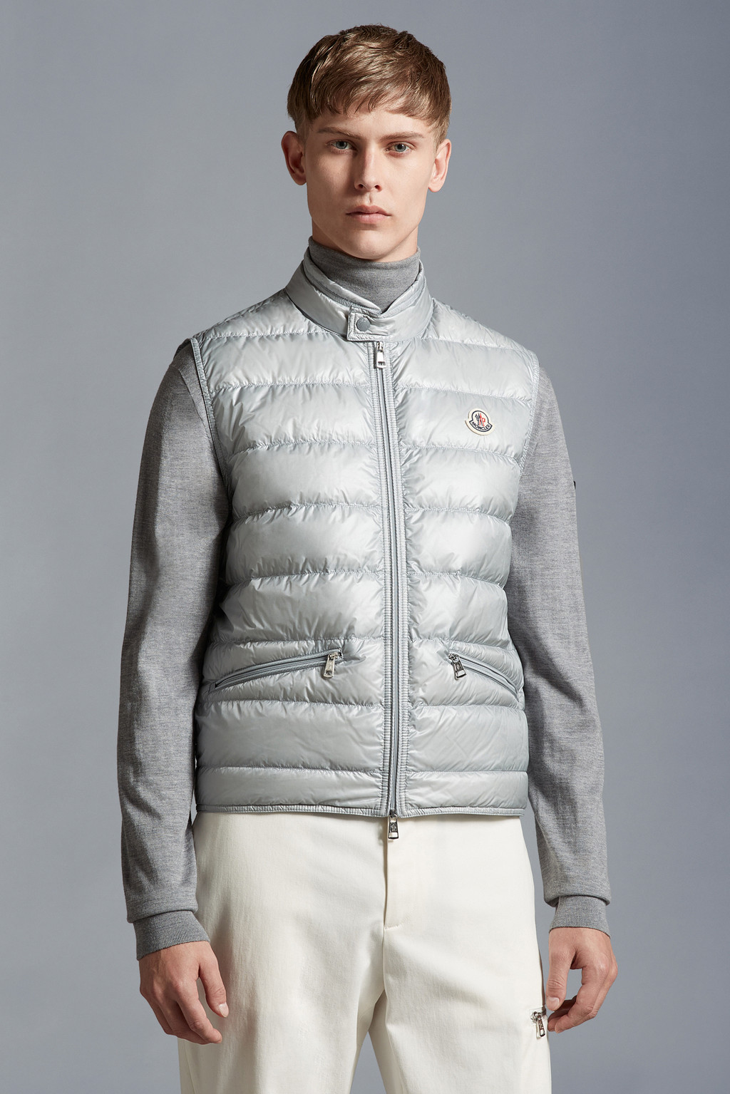 Light Gray Gui Down Gilet - Vests for Men | Moncler PL
