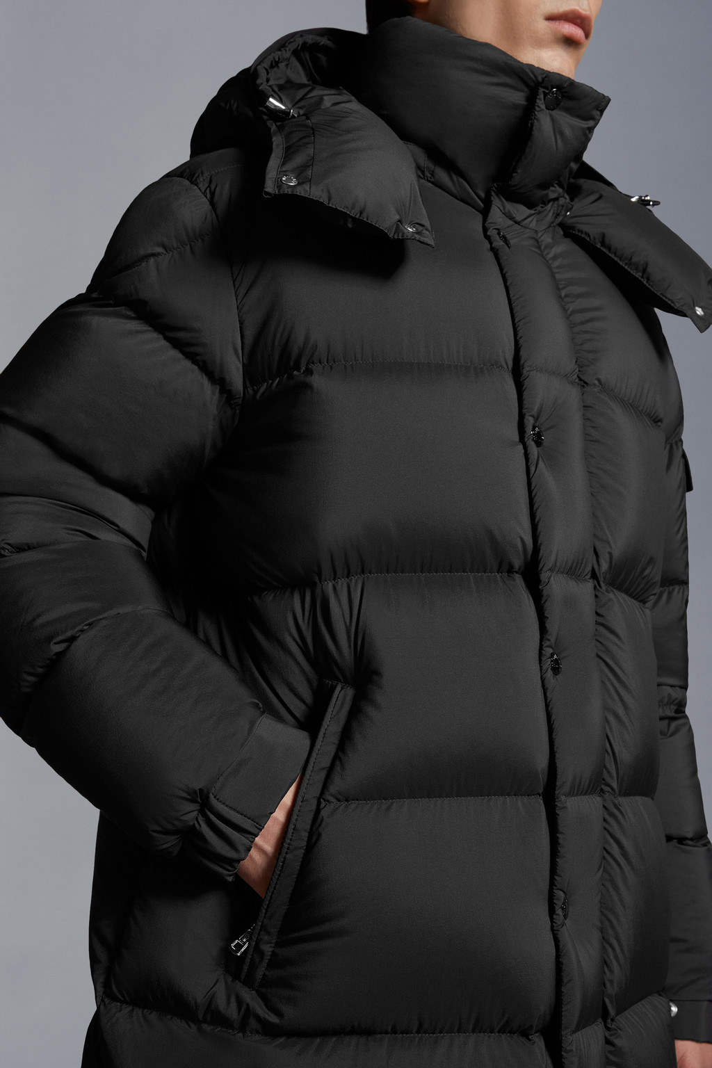 Black Hanoverian Long Down Jacket - Long Down Jackets for Men | Moncler SG