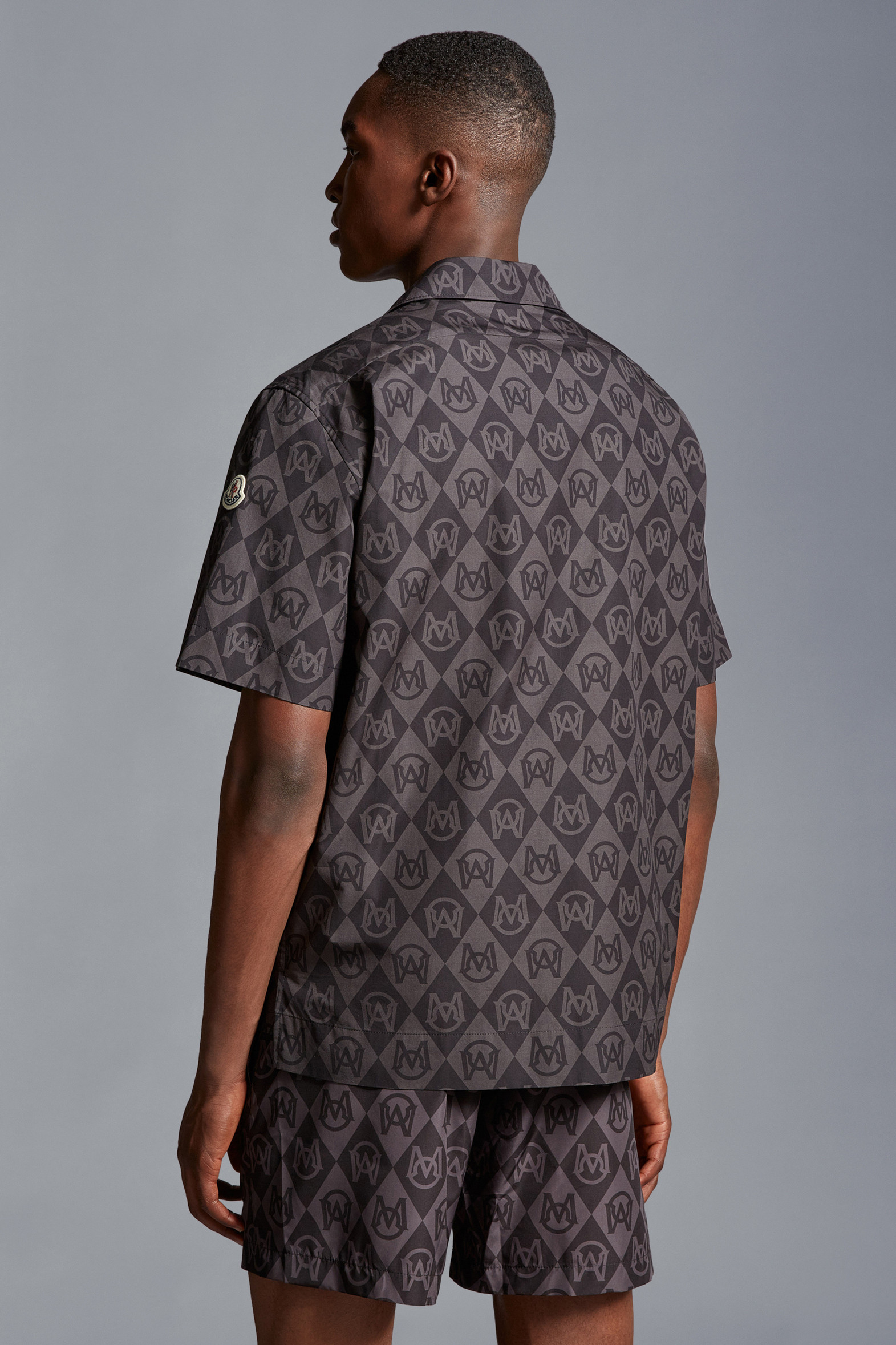 Black & Gray Monogram Print Shirt - Polos & T-shirts for Men | Moncler BE